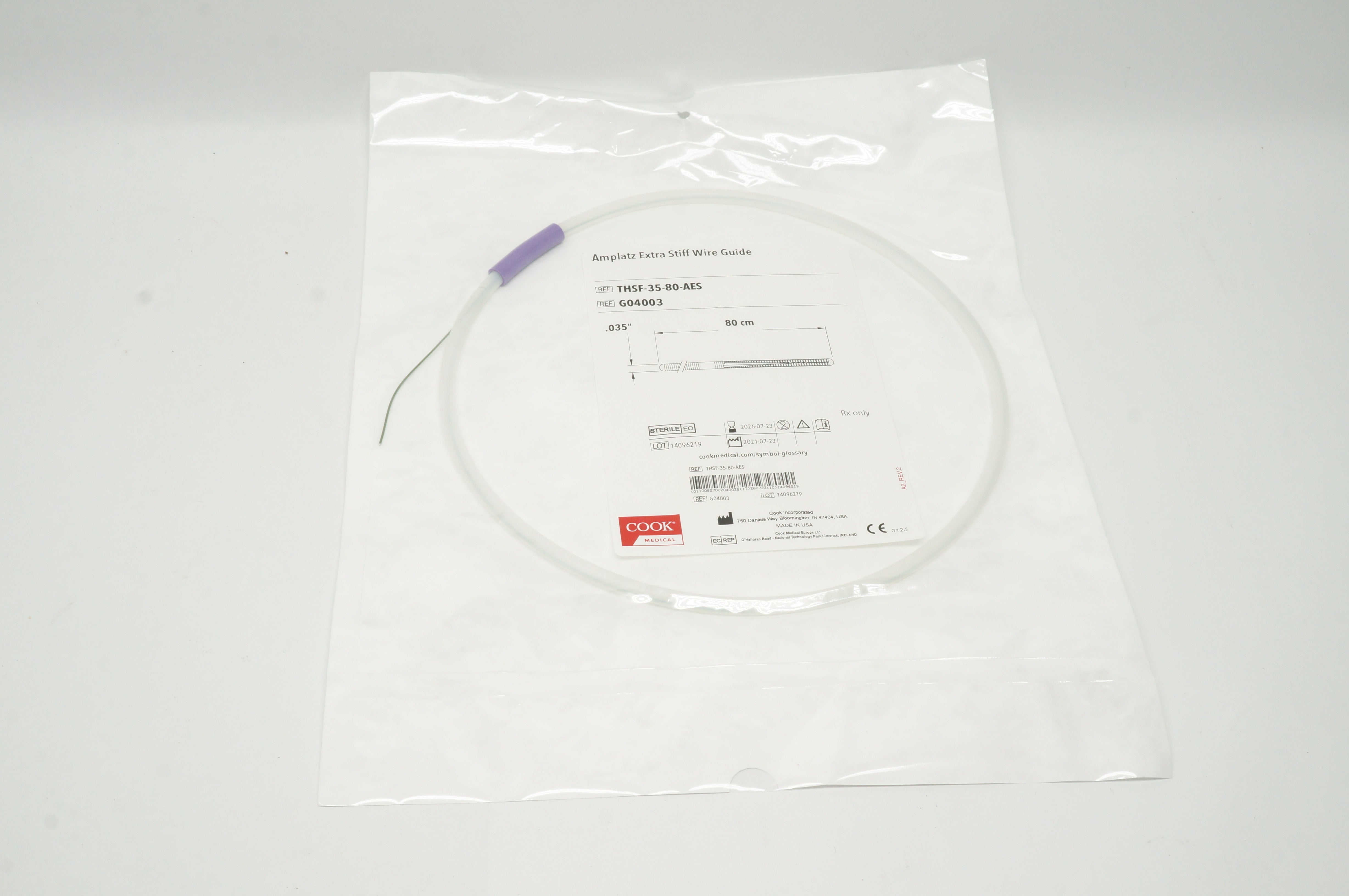 Cook Medical G04003 Amplatz Extra Stiff Wire Guide 80cm x .035inch