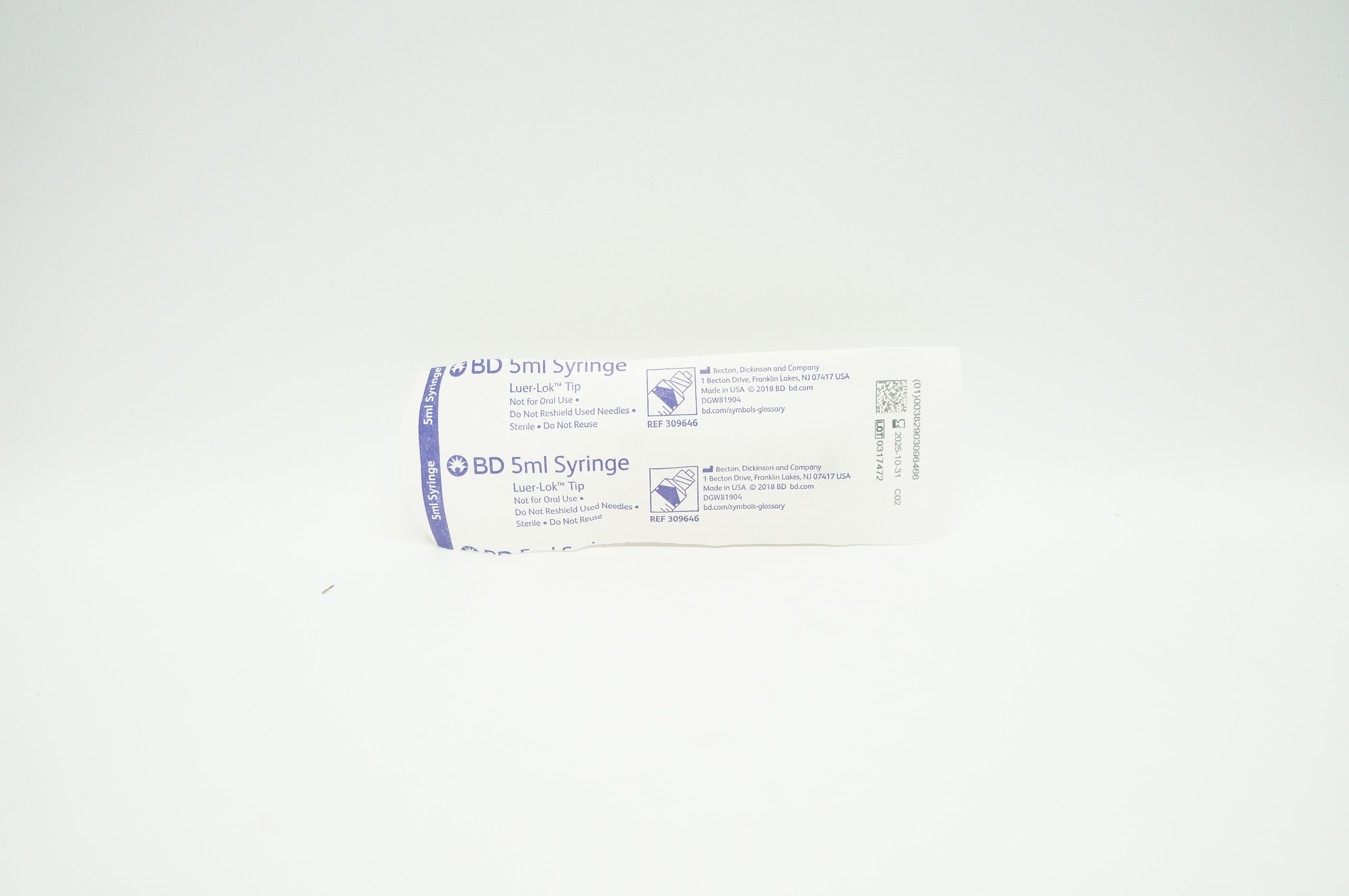 BD 309646 Syringe Luer Lok Tip 5 ml