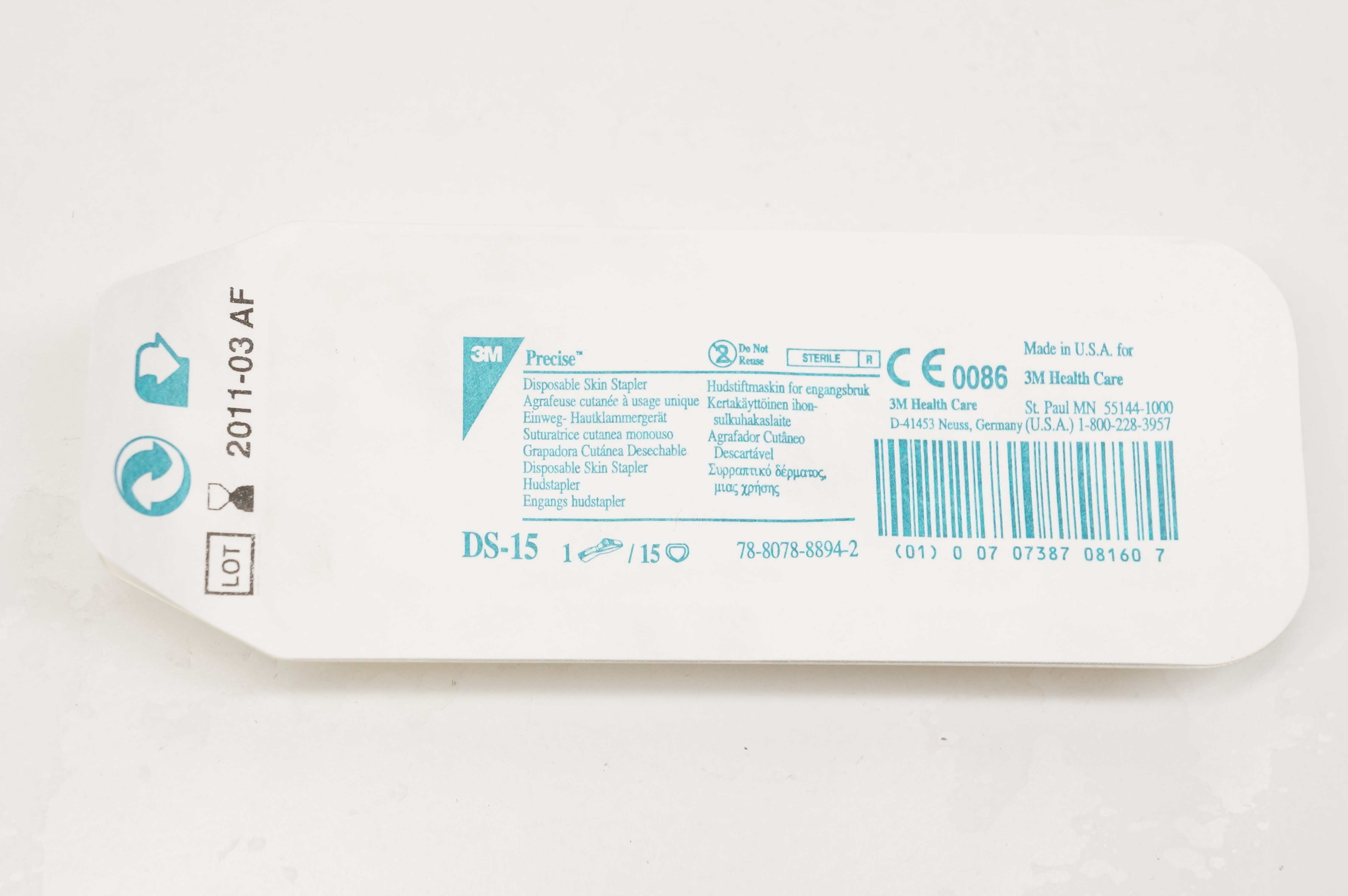 3M DS-15 Precise Disposable Skin Stapler (x) - Pack of 15