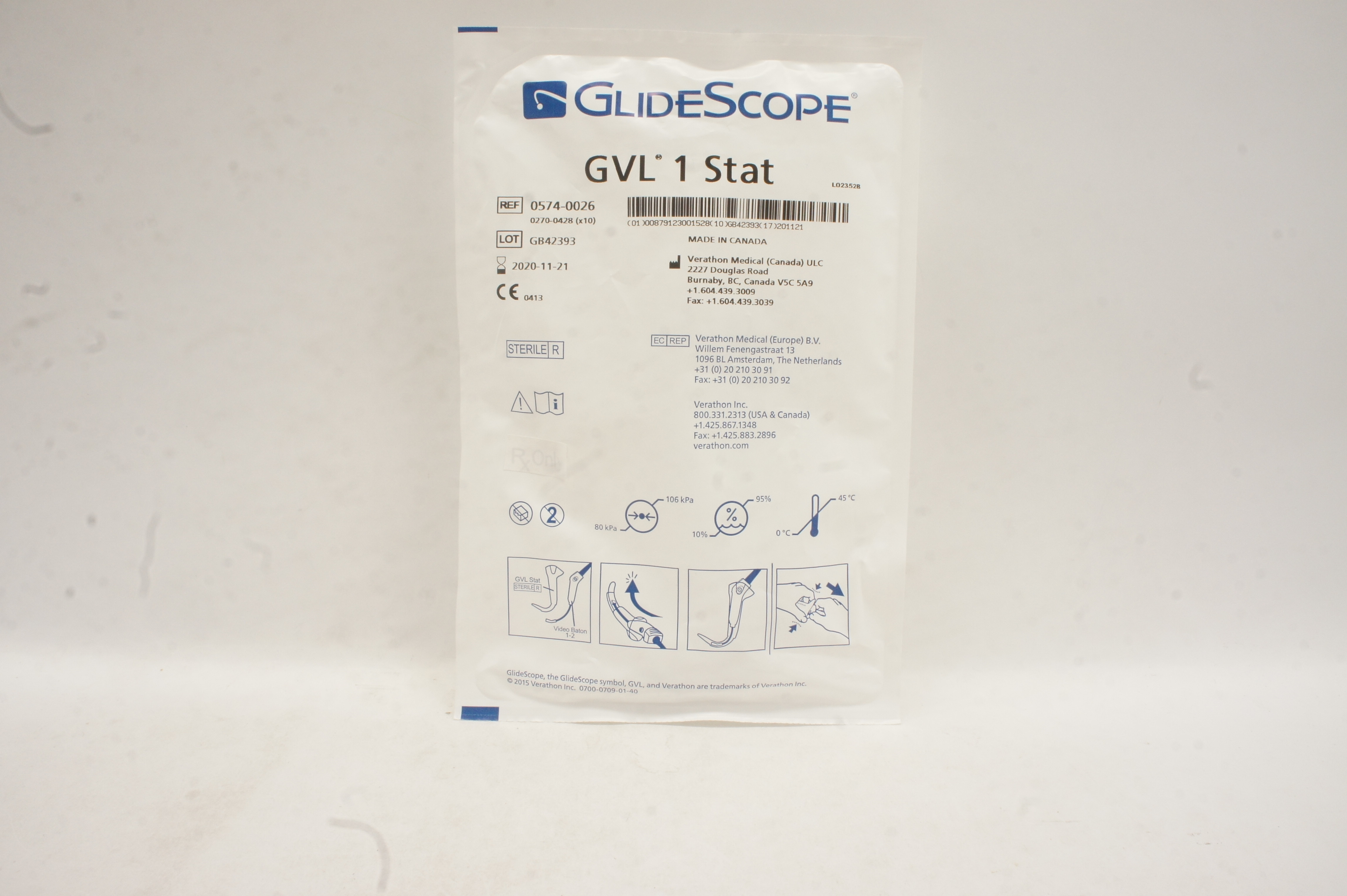 Verathon Medical 0574-0026 GlideScope GVL 1 Stat (x)