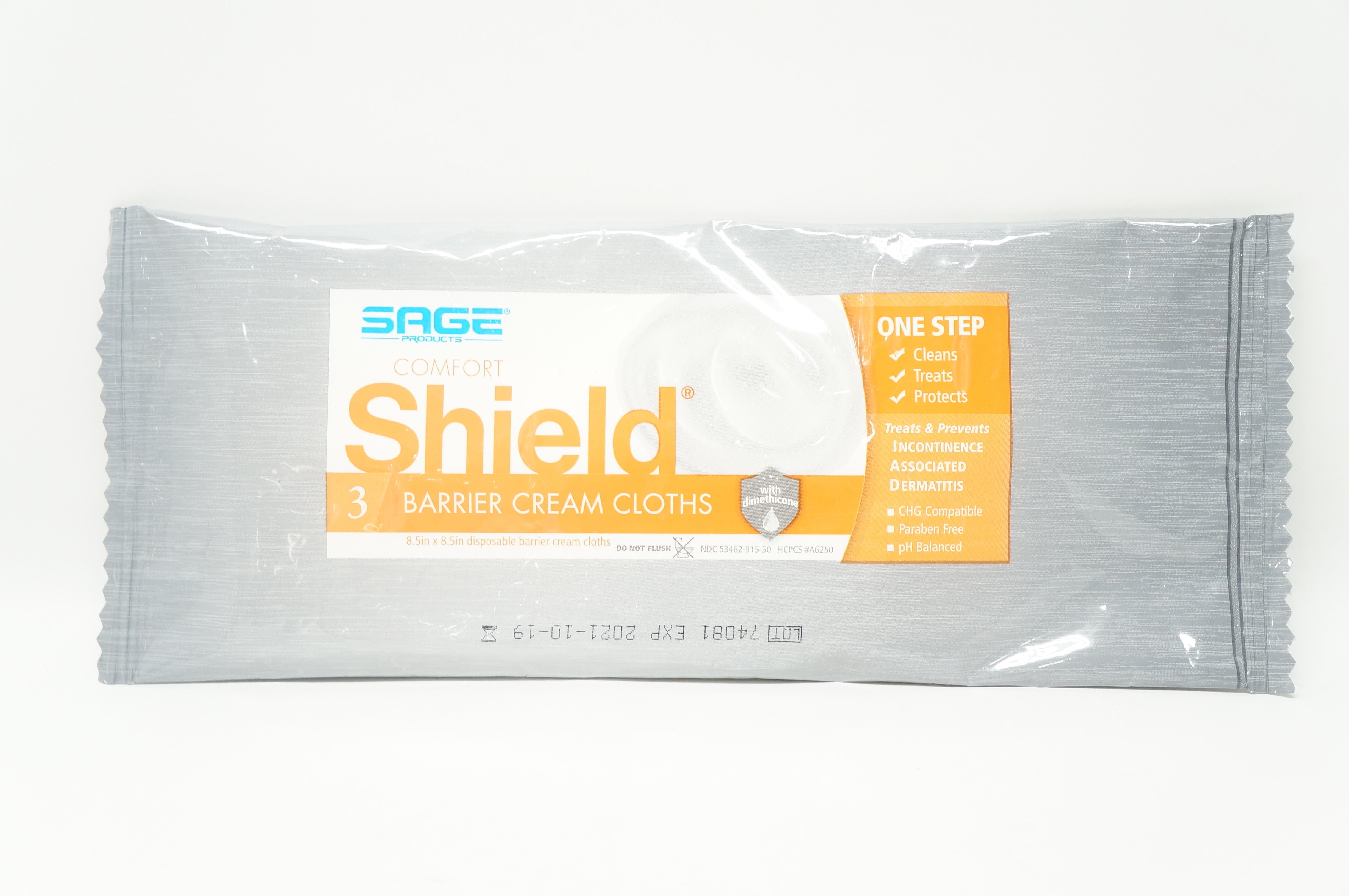 SAGE 7503 COMFORT Shield Barrier Cream Cloths 5inch x 8.5inch - Pack of ...
