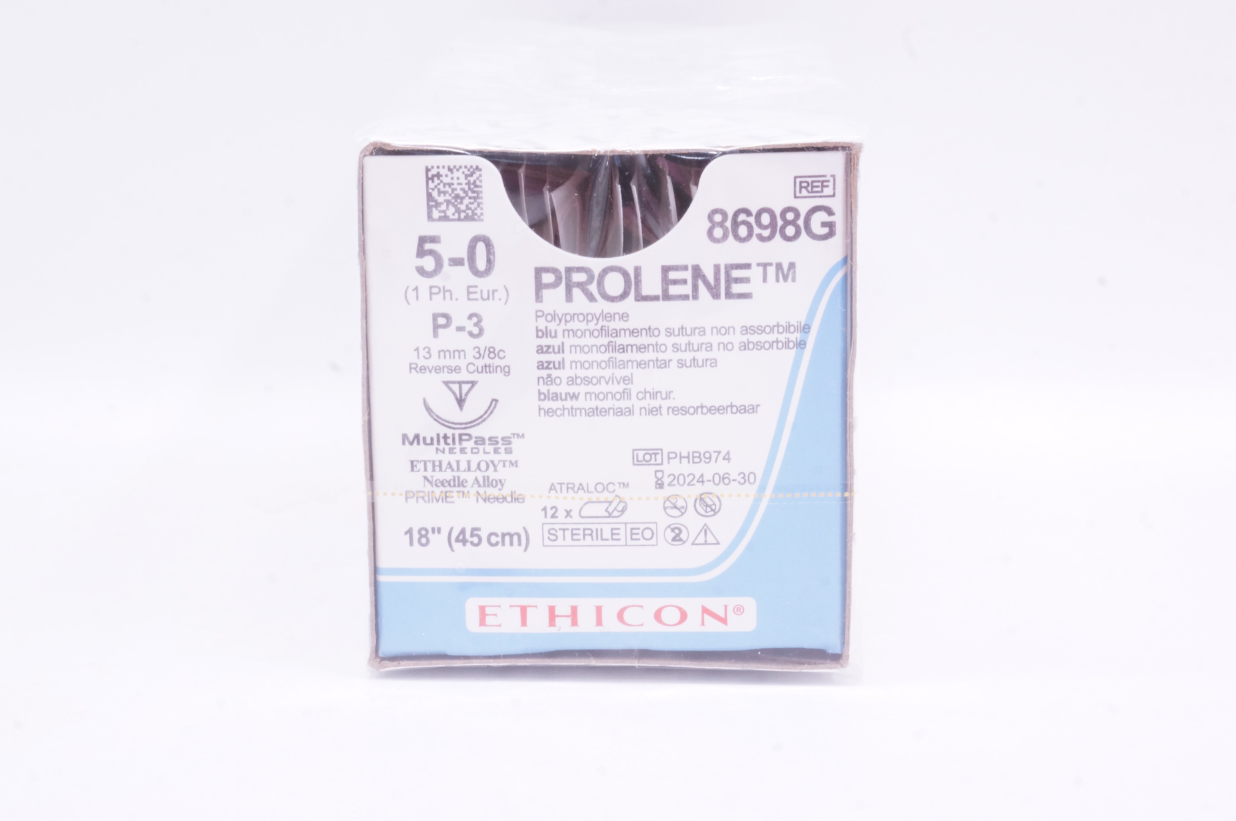 Ethicon 8698G 5-0 PROLENE Stre P-3 13mm 3/8c Reverse Cutting 18 inch ...