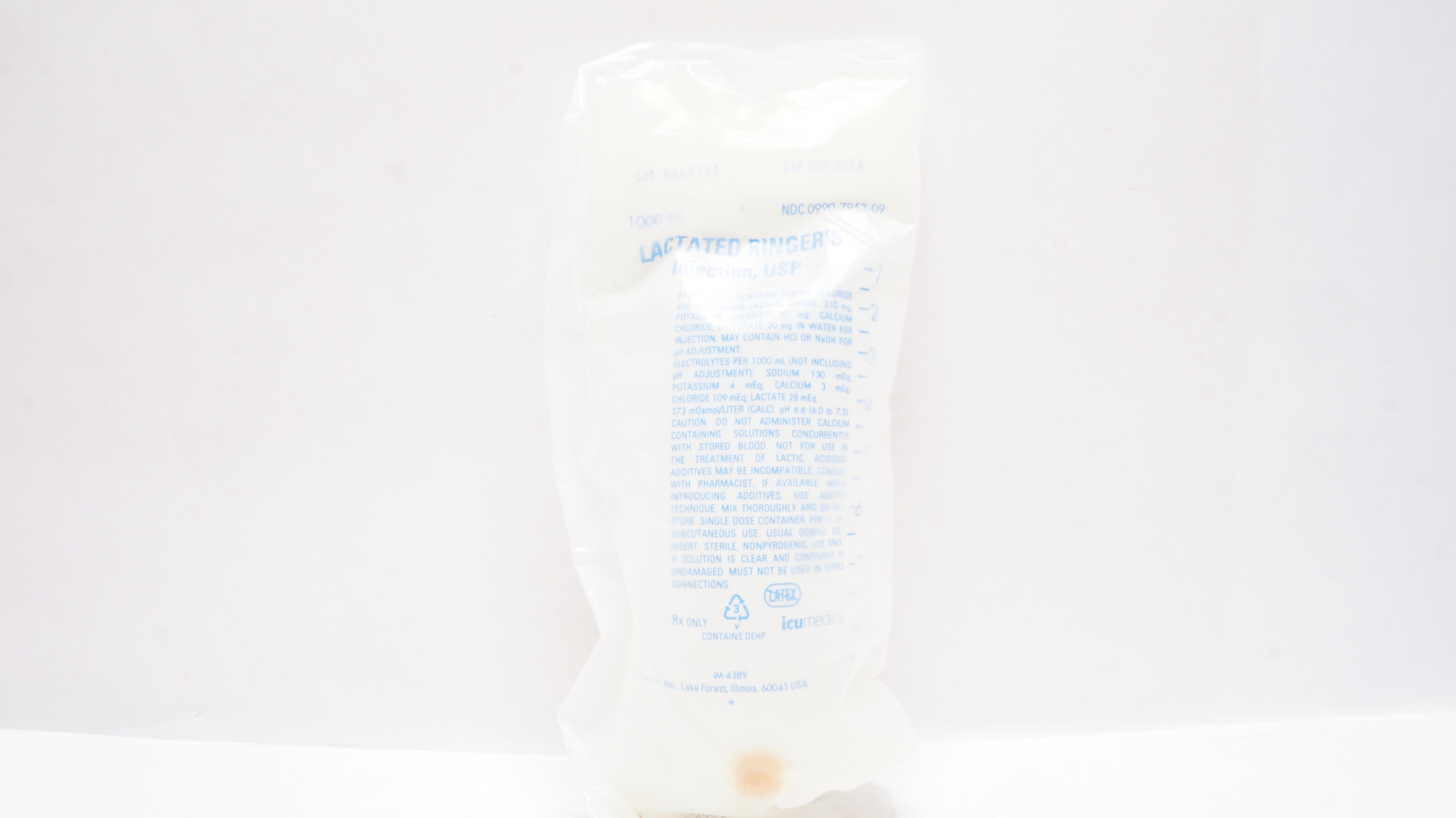 ICU Medical IM-4425 5% Dextrose and 0.45% Sodium Chloride Injection, USP 1000ml