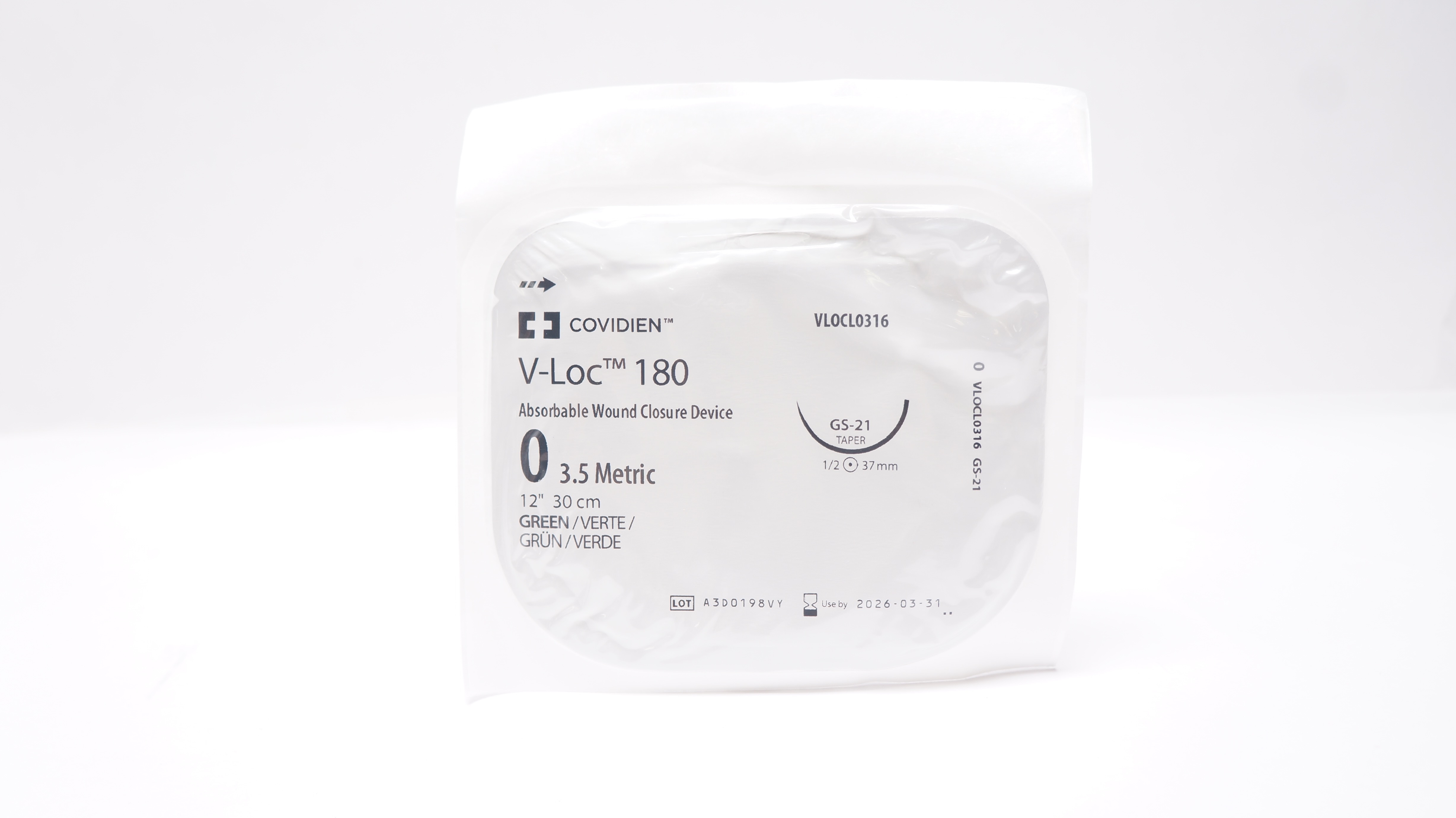 Covidien VLOCL0316 0 V-Loc 180 Wound Closure, GS-21, Taper 1/2c 37mm ...