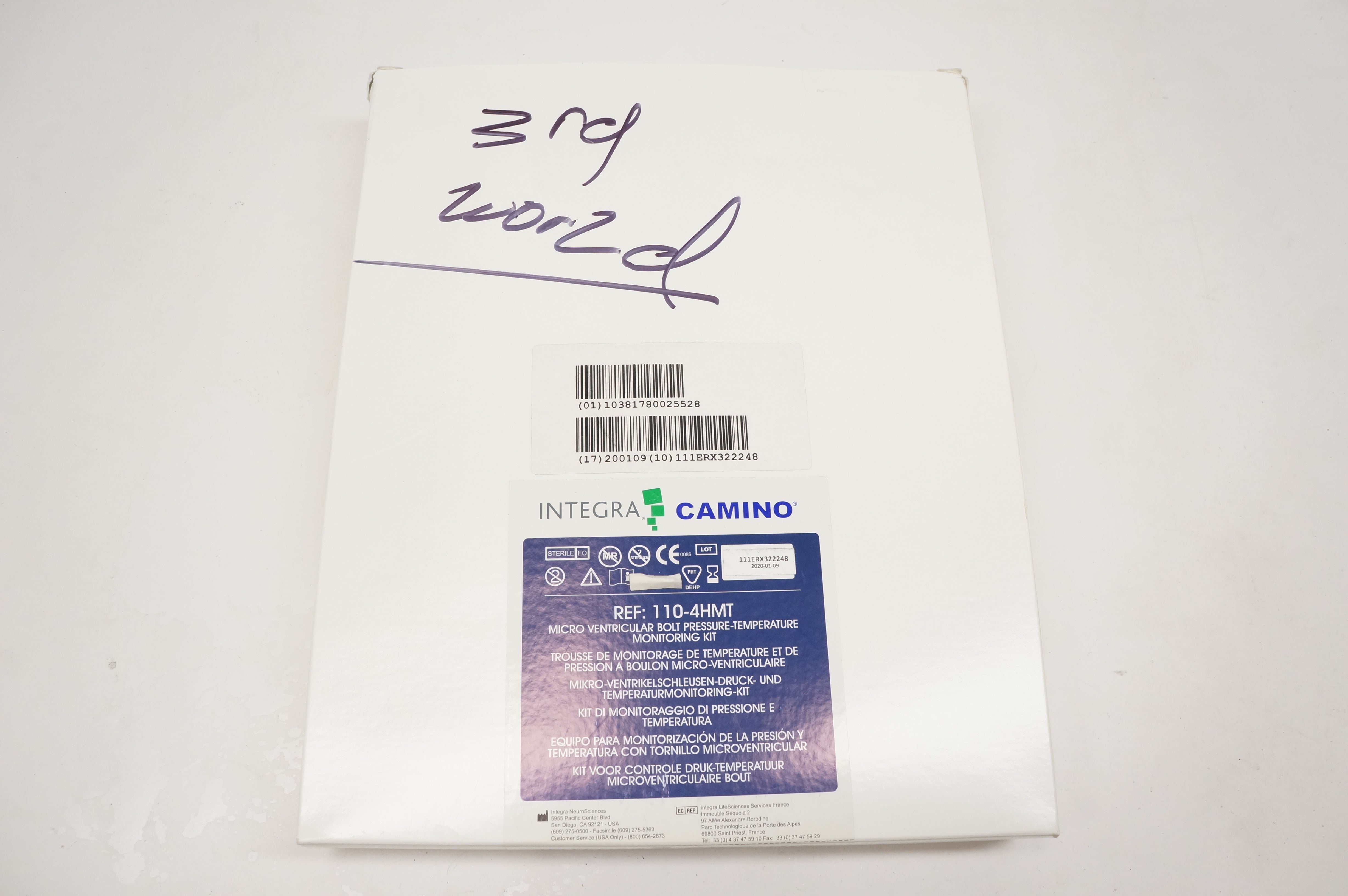 Integra 110-4HMT Micro Ventricular Bolt Pressure-Temperature Monitoring ...