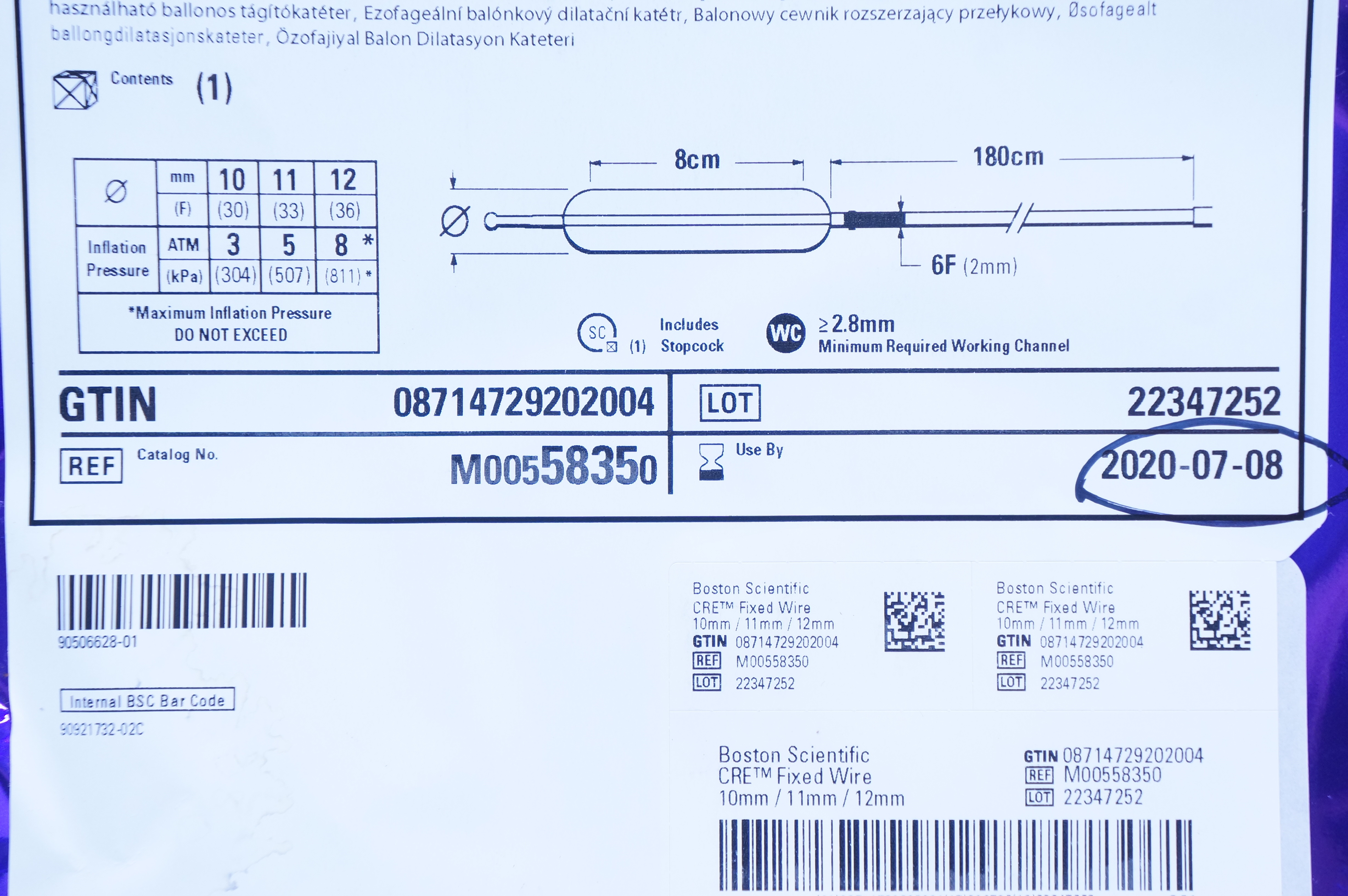 Boston Scientific M00558350 CRE Esophageal Balloon Dilatation Cath ...