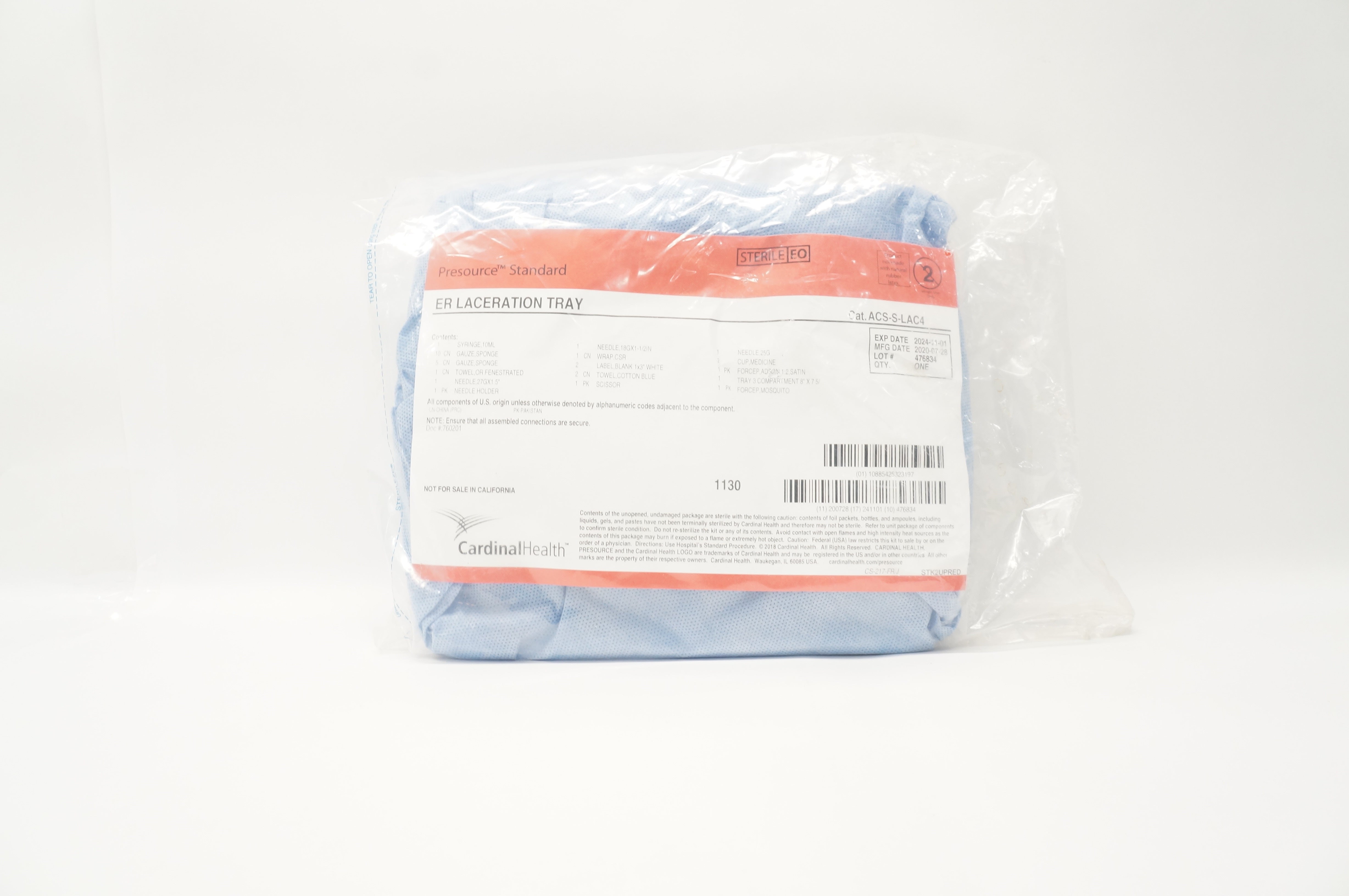 Cardinal Health ACS-S-LAC4 Presource Standard EL Laceration Tray