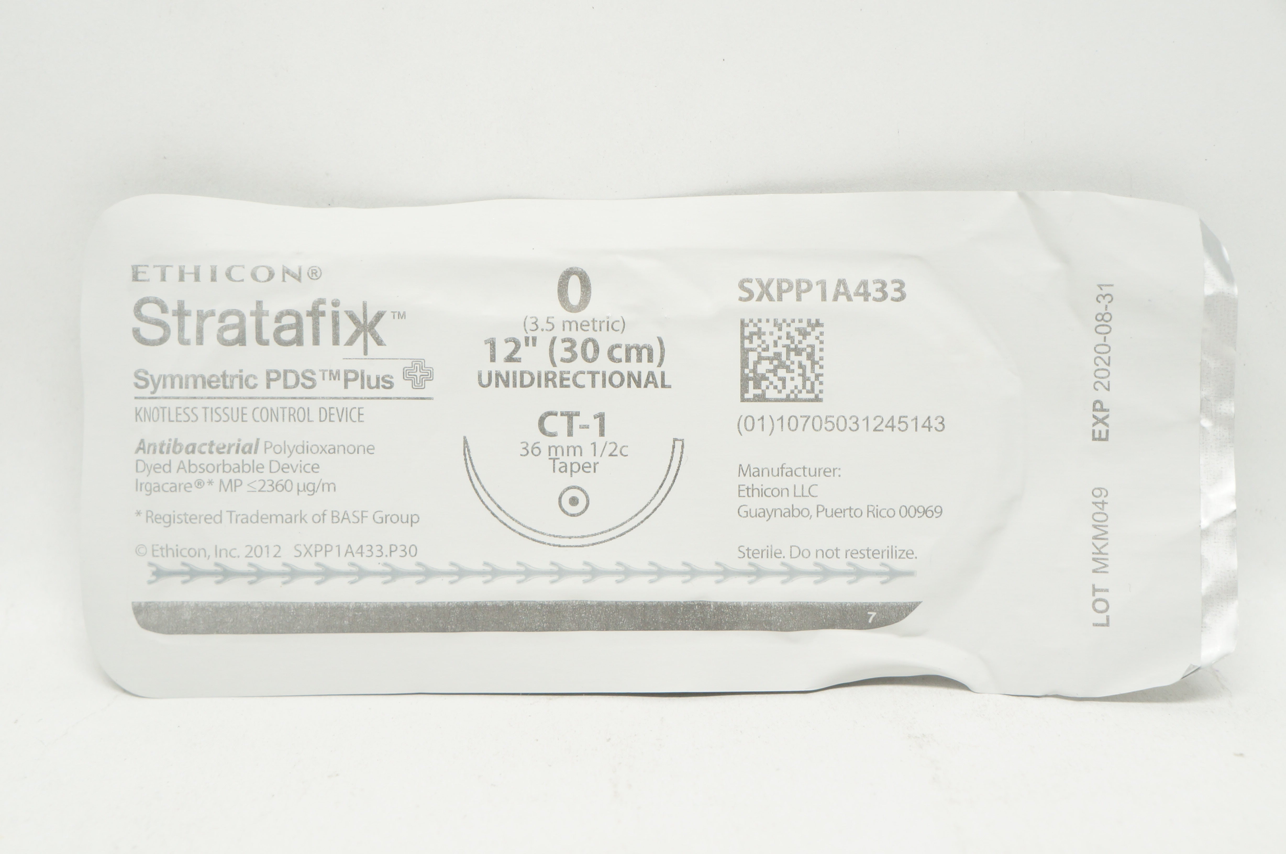 Ethicon SXPP1A433 Stratafix 0 Symmetric PDS Plus CT-1 36mm 1/2c Taper 12in. (x)
