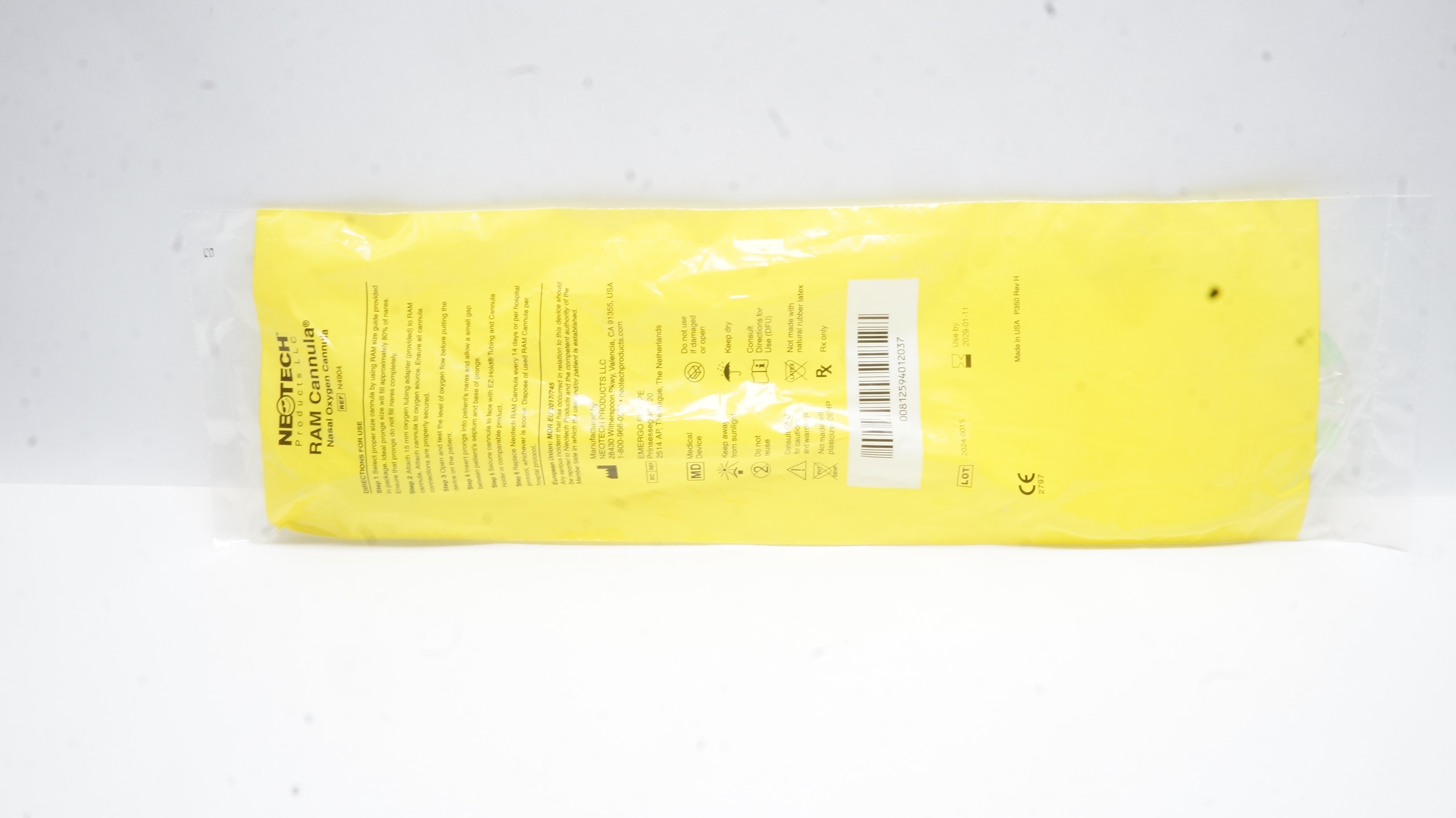 Neotech N4904 Ram Cannula Nasal Oxygen Cannula Yellow
