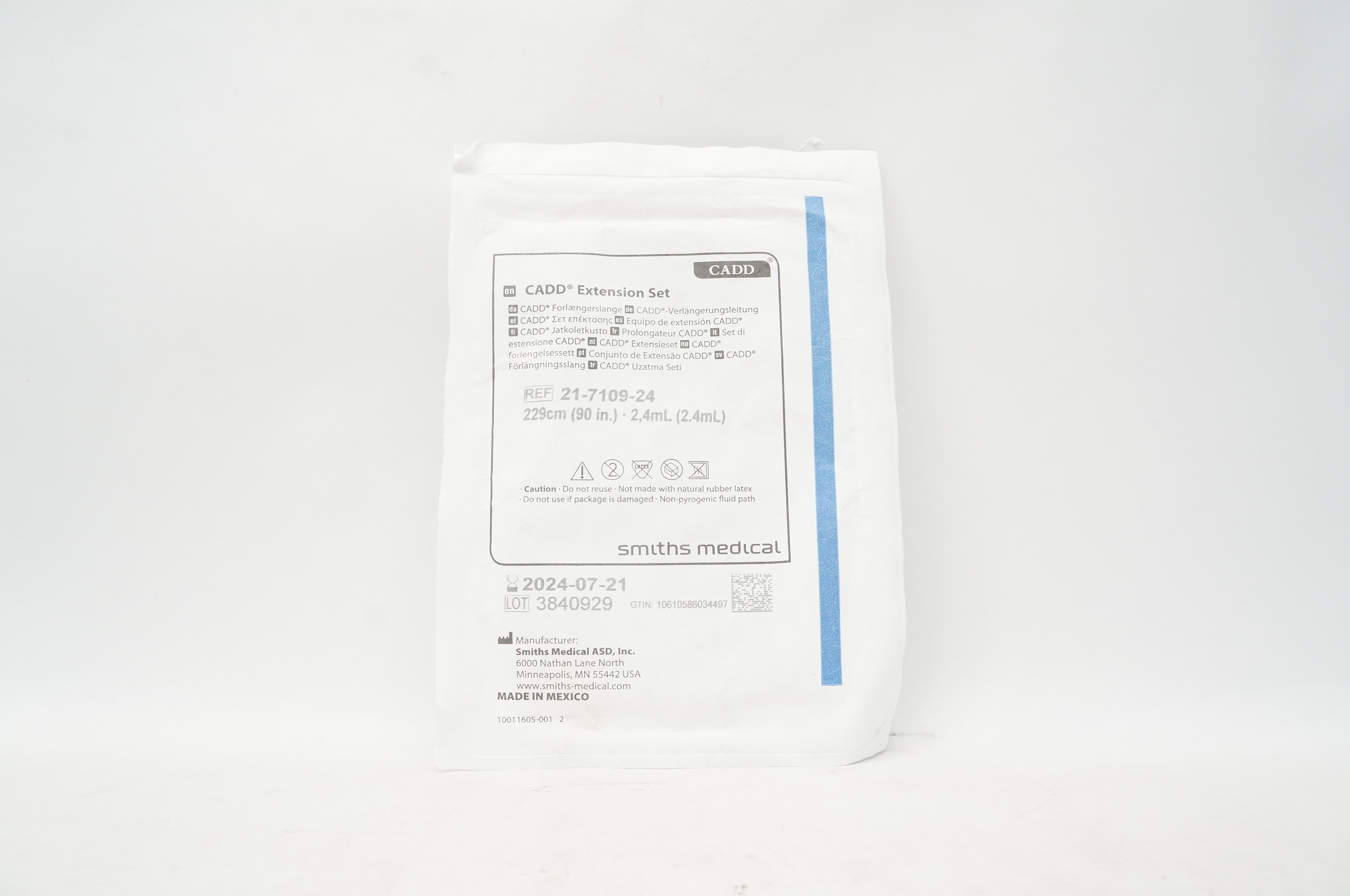 Smiths Medical 21-7109-24 CADD Extension Set 90 inch x 2.4 mL