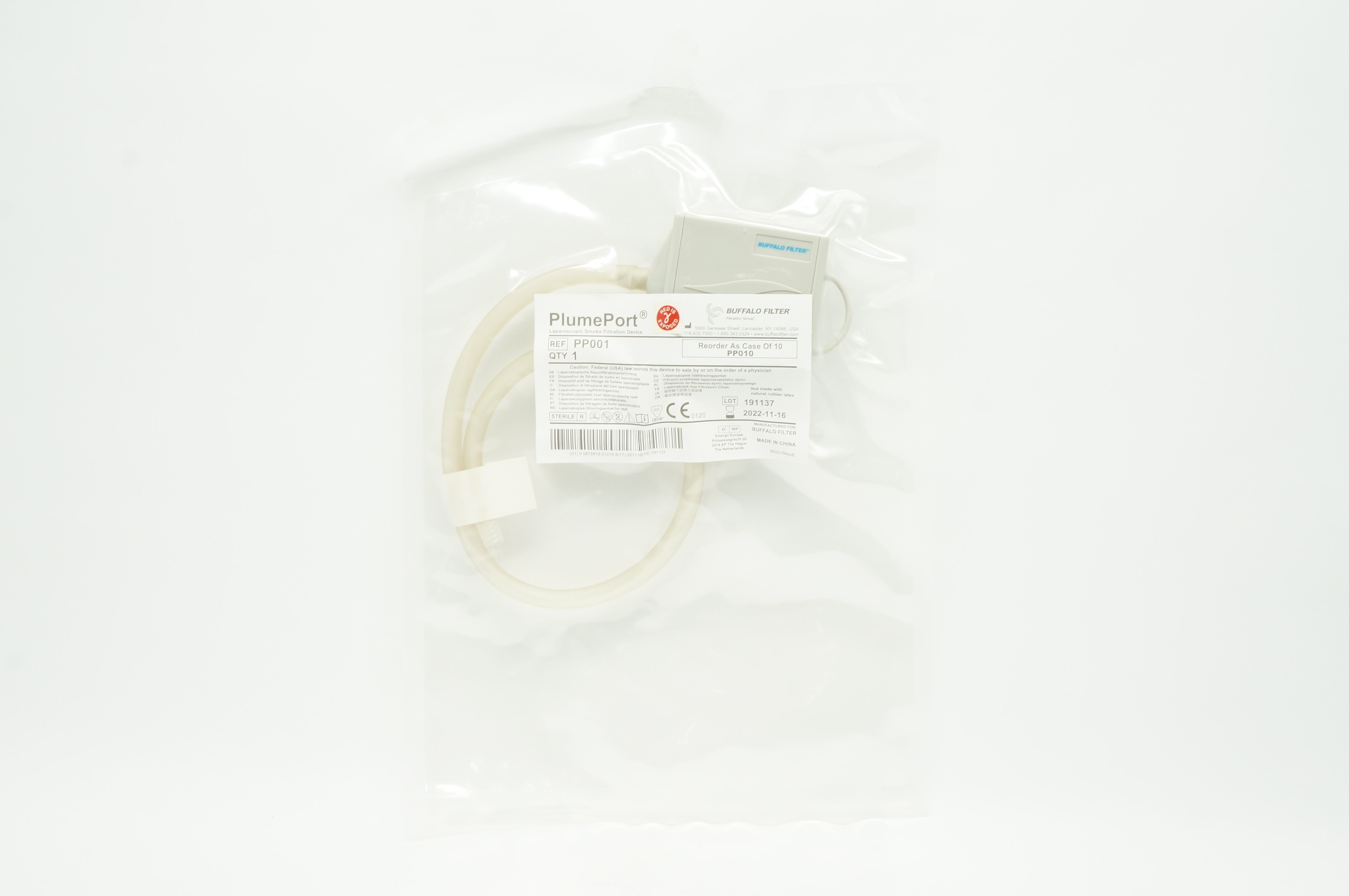 Buffalo Filter PP001 PlumePort Laparoscopic Smoke Filtration Device