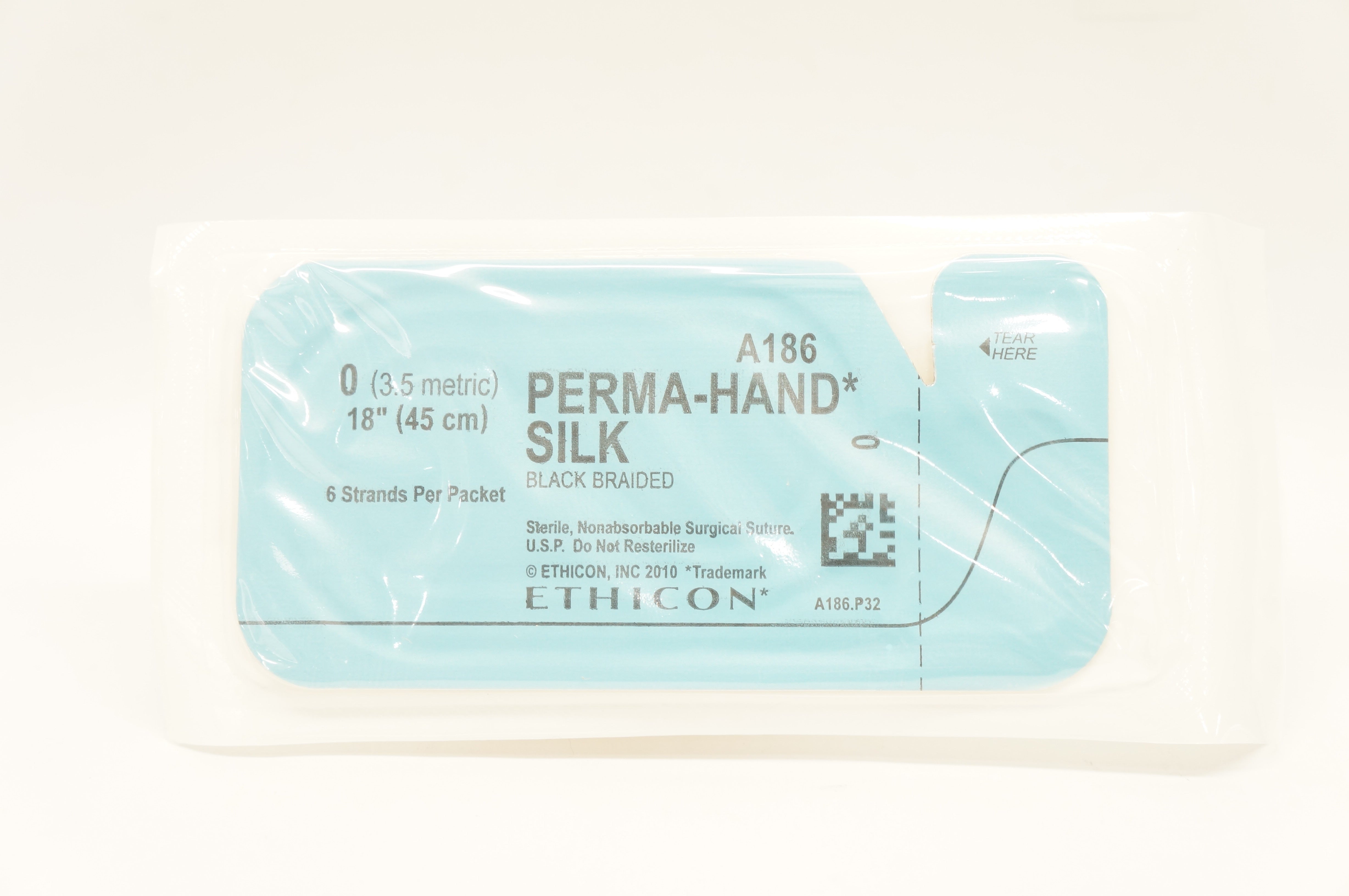 Ethicon A186 0 Perma-Hand Silk Black Braided Surgical Stre, 18 inch