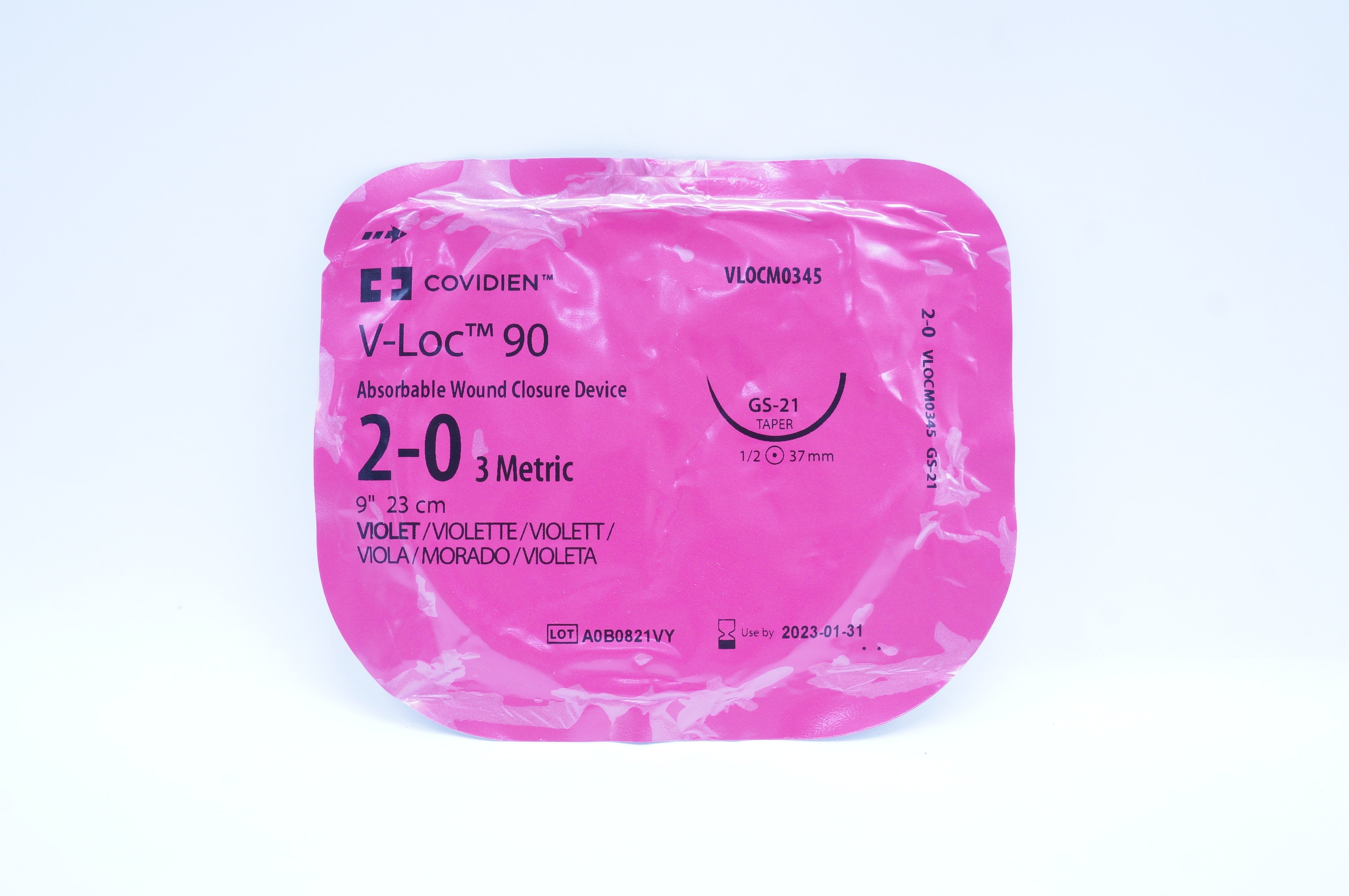 Covidien VLOCM0345 V-Loc 90, 2-0 GS-21, 37mm Taper, 9inch