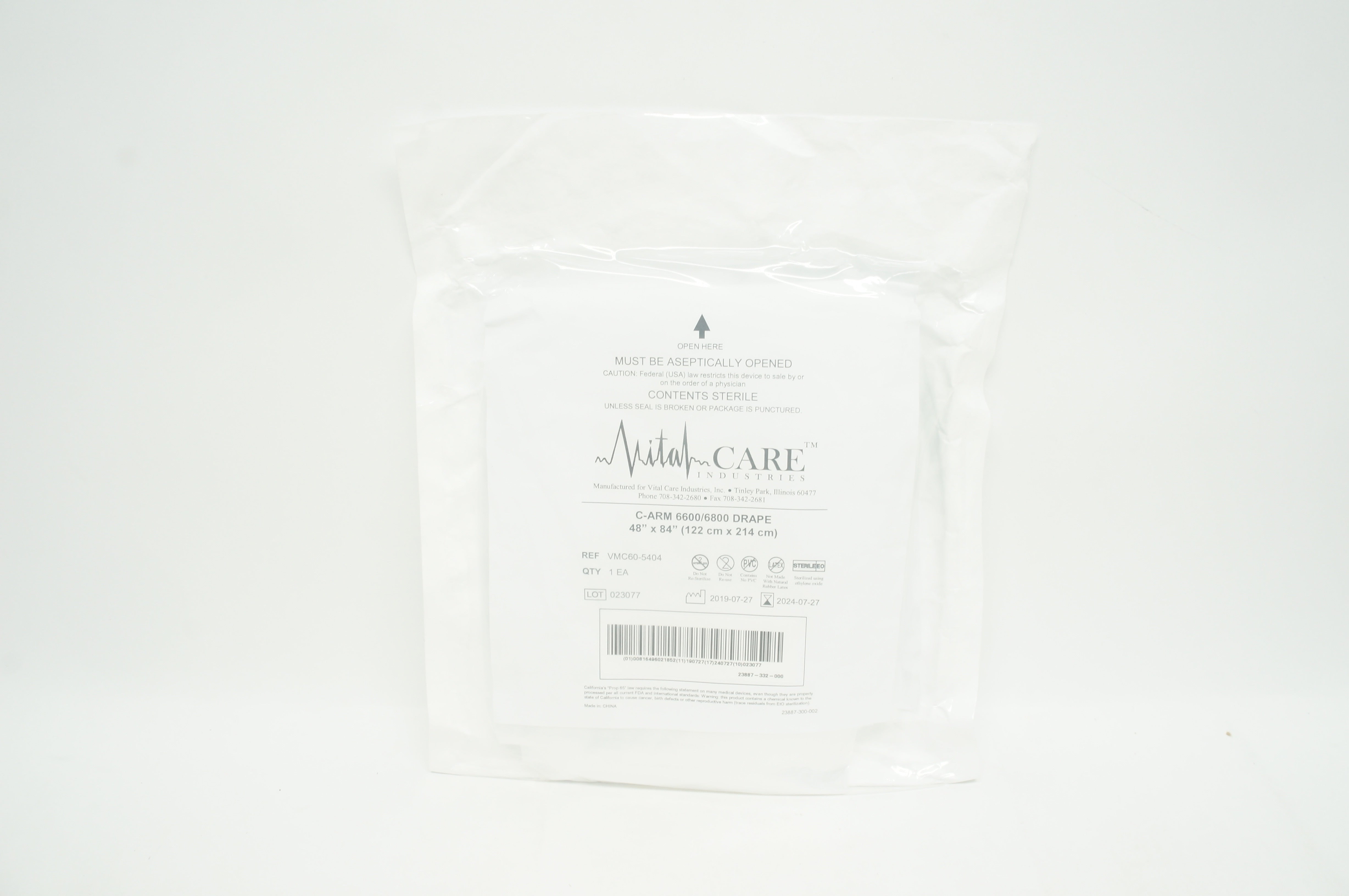 Vital Care VMC60-5404 C-ARM 6600/6800 Drape 48 inch x 84 inch