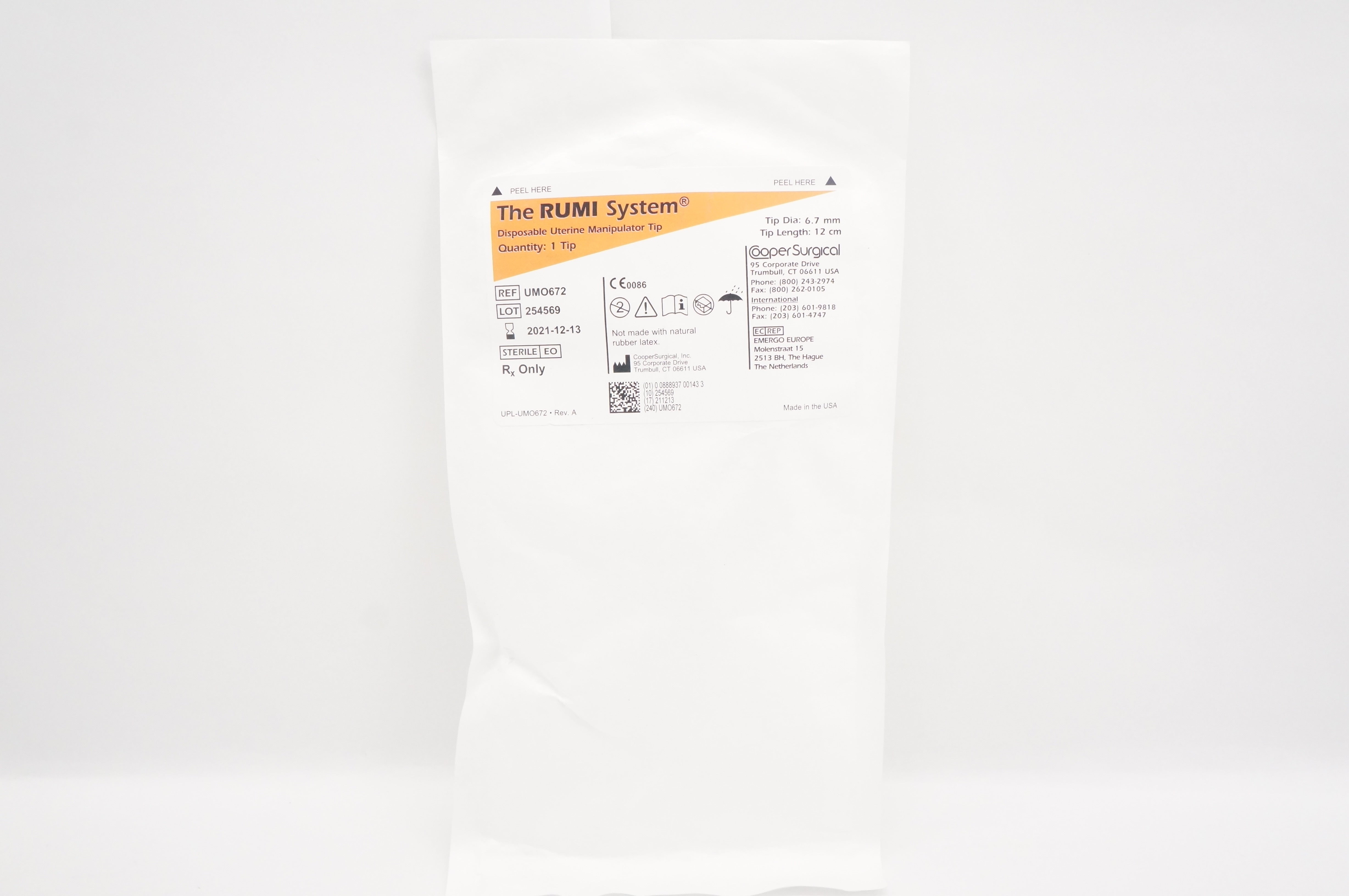 Cooper Surgical UMO672 RUMI Disposable Uterine Manipulator Tip 6.7mm x 12cm