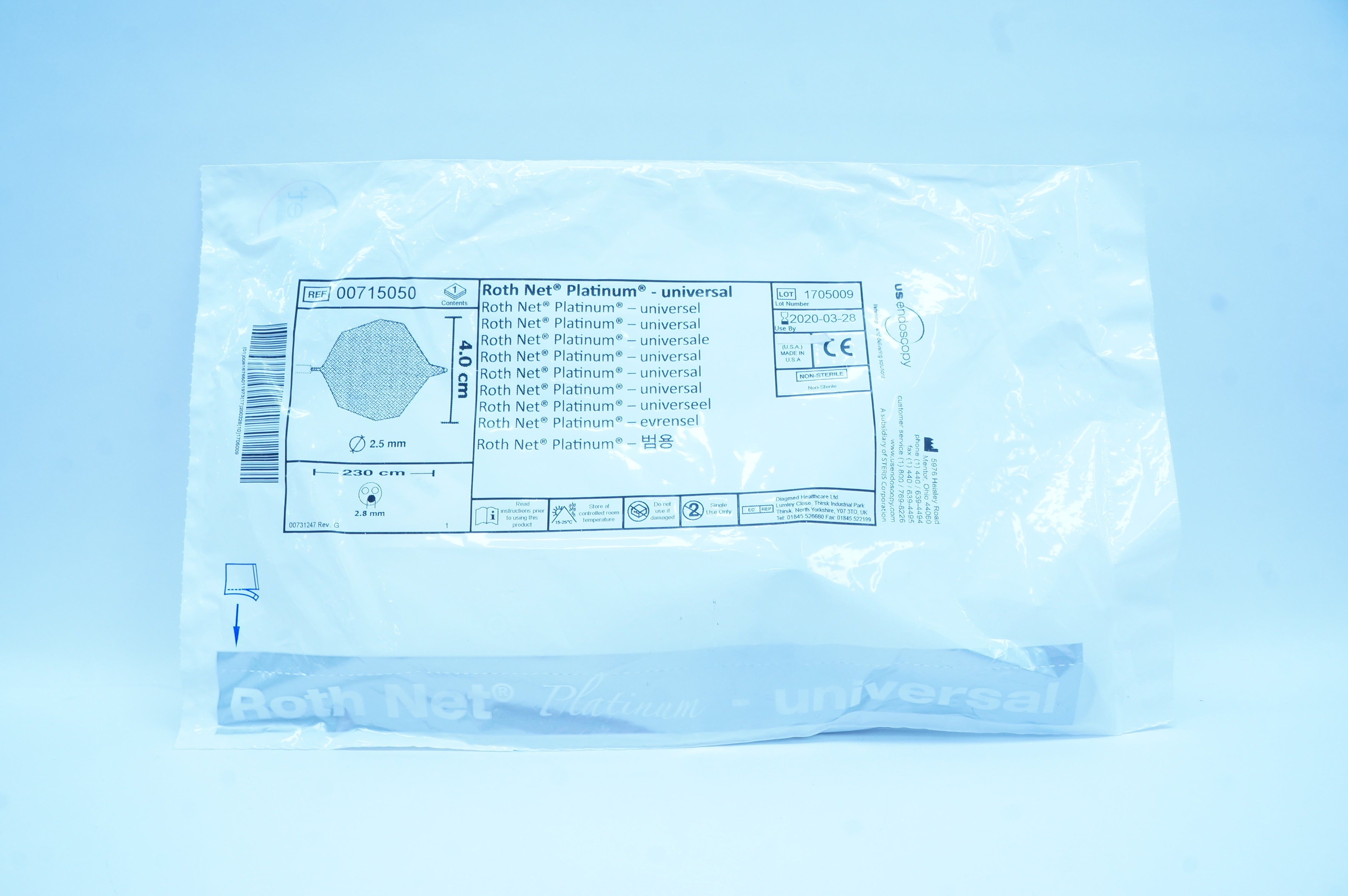 US Endoscopy 00715050 Roth Net Platinum Retriever 2.5mm x 4.0cm x 230cm (x)