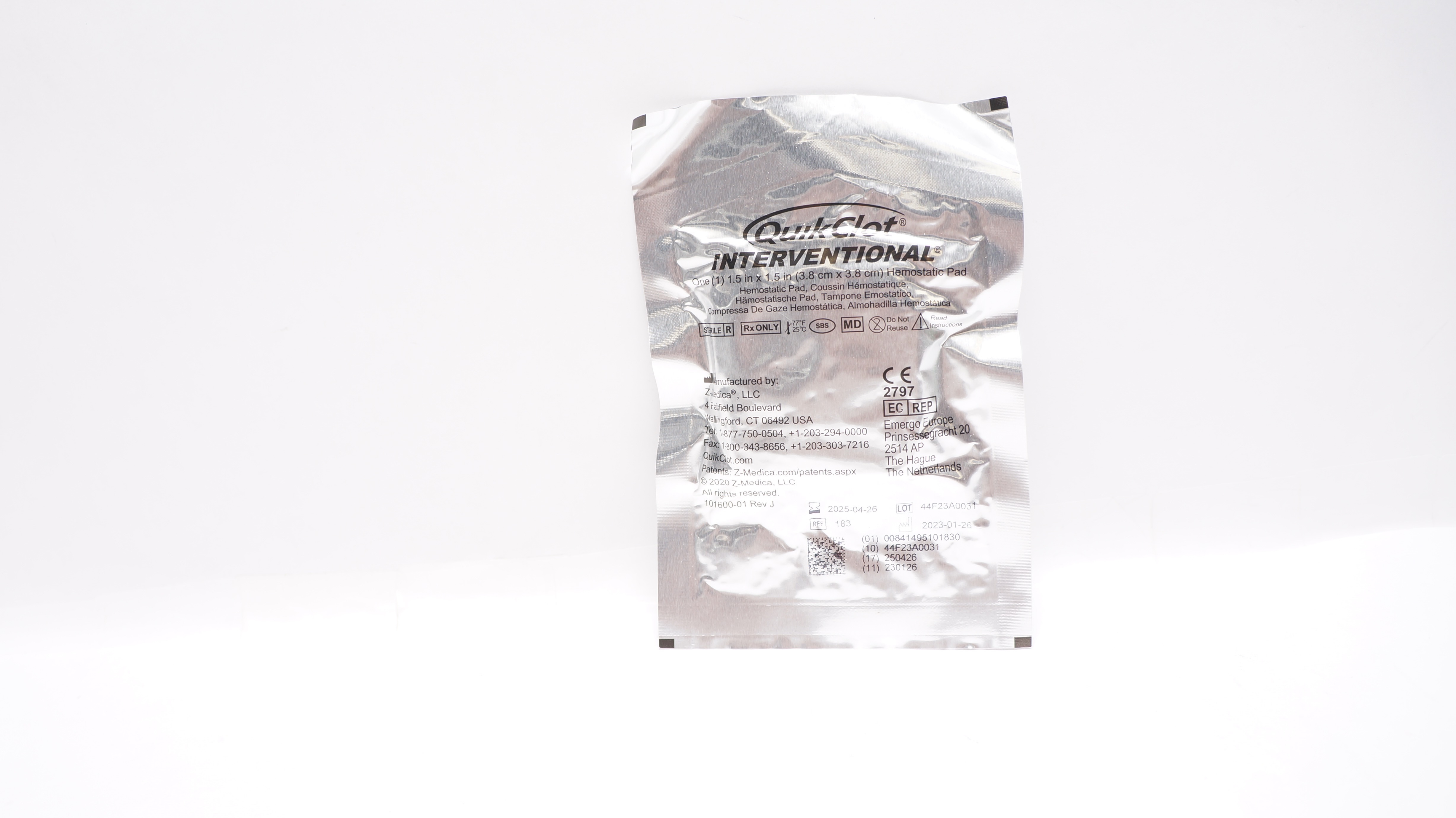 Z-Medica 183 QuikClot Interventional Hemostatic Pad 1.5inch x 1.5inch