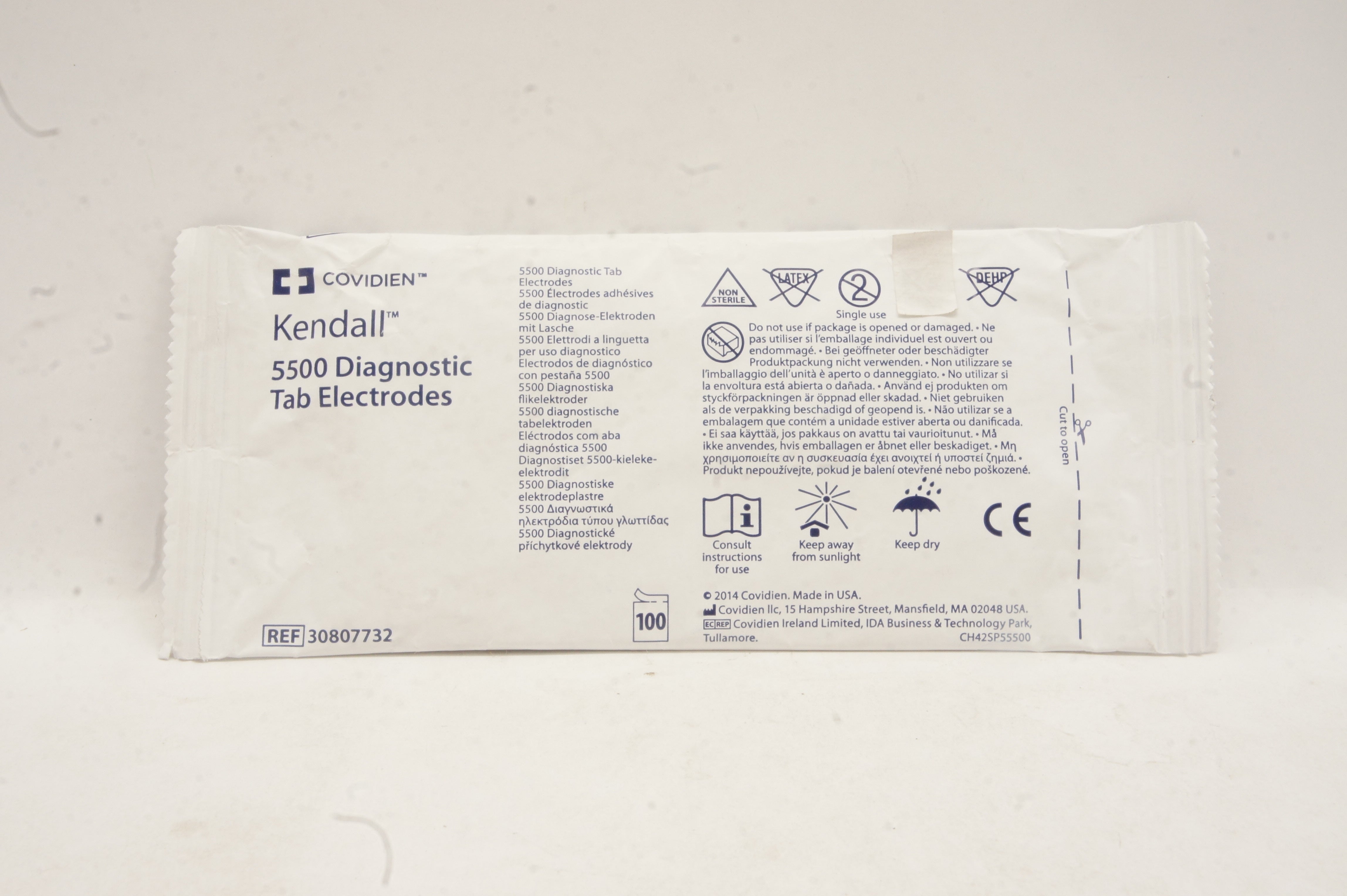 Covidien 30807732 Kendall 5500 Diagnostic Tab Electrodes - Box of 100