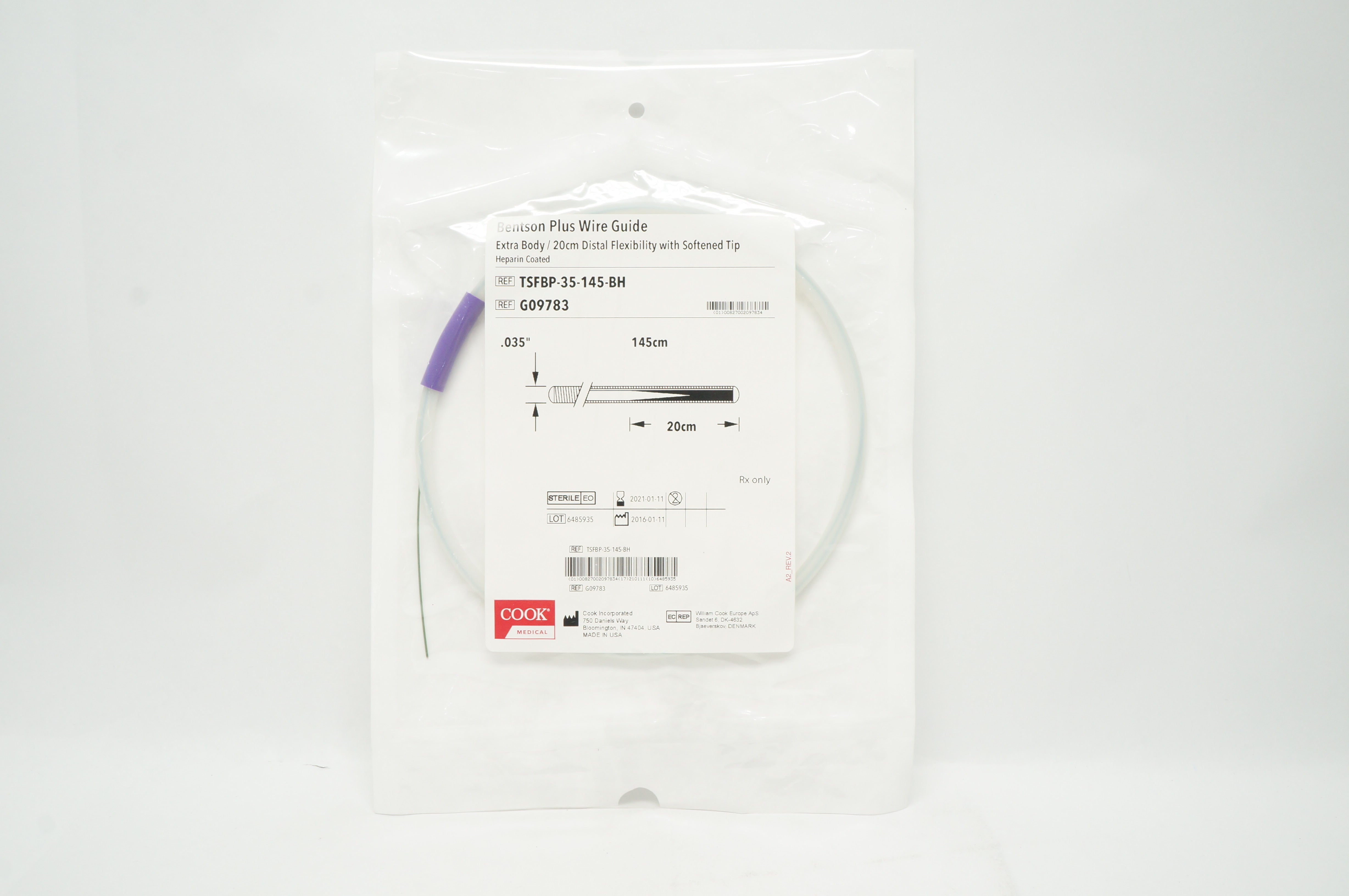 Cook Medical G09783 Bentson Plus Wire Guide 145cm x .035inch x 20cm (x)