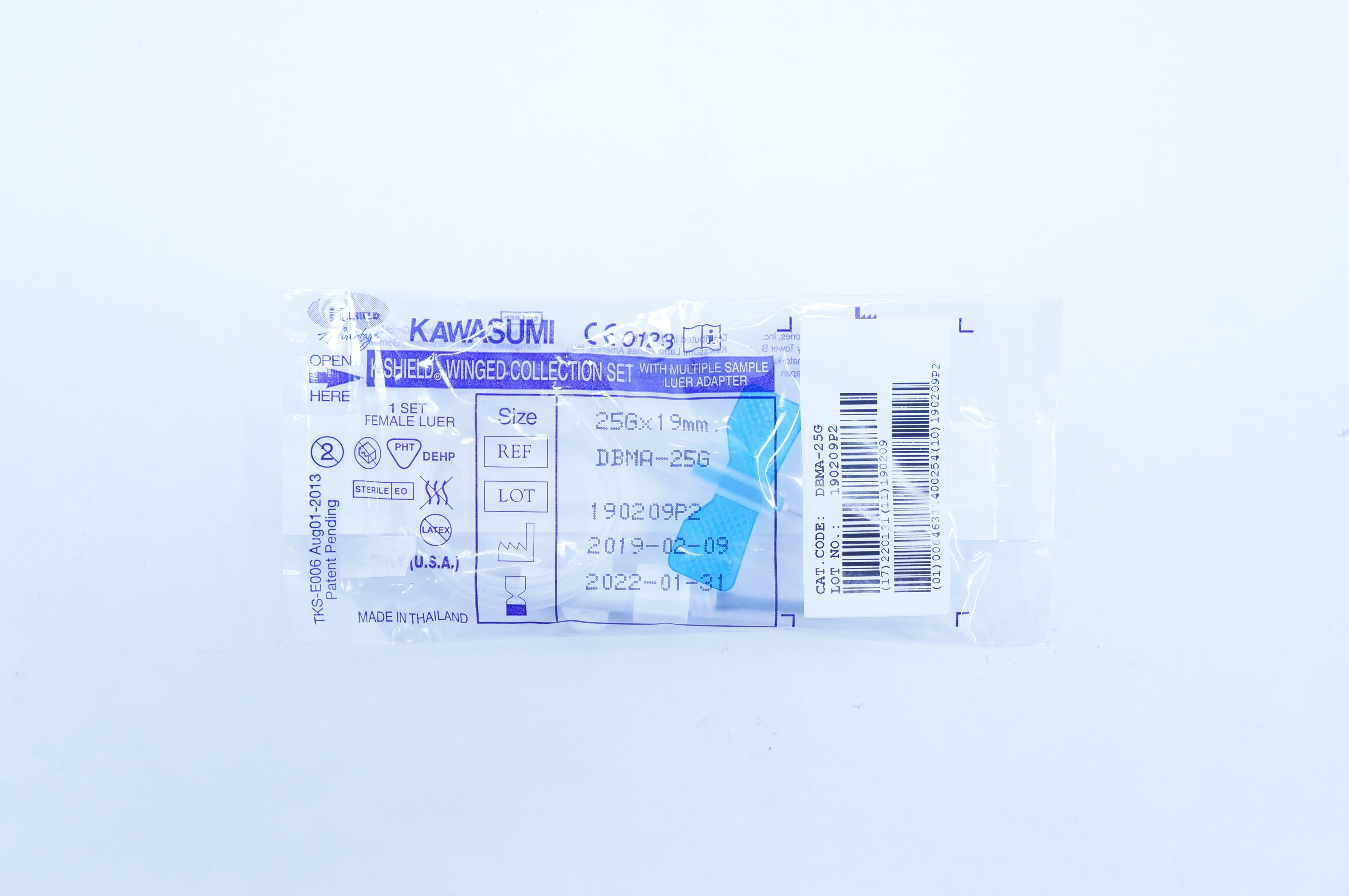 Kawasumi DBMA-25G K-Shield Winged Collection Set, 25G x 19mm