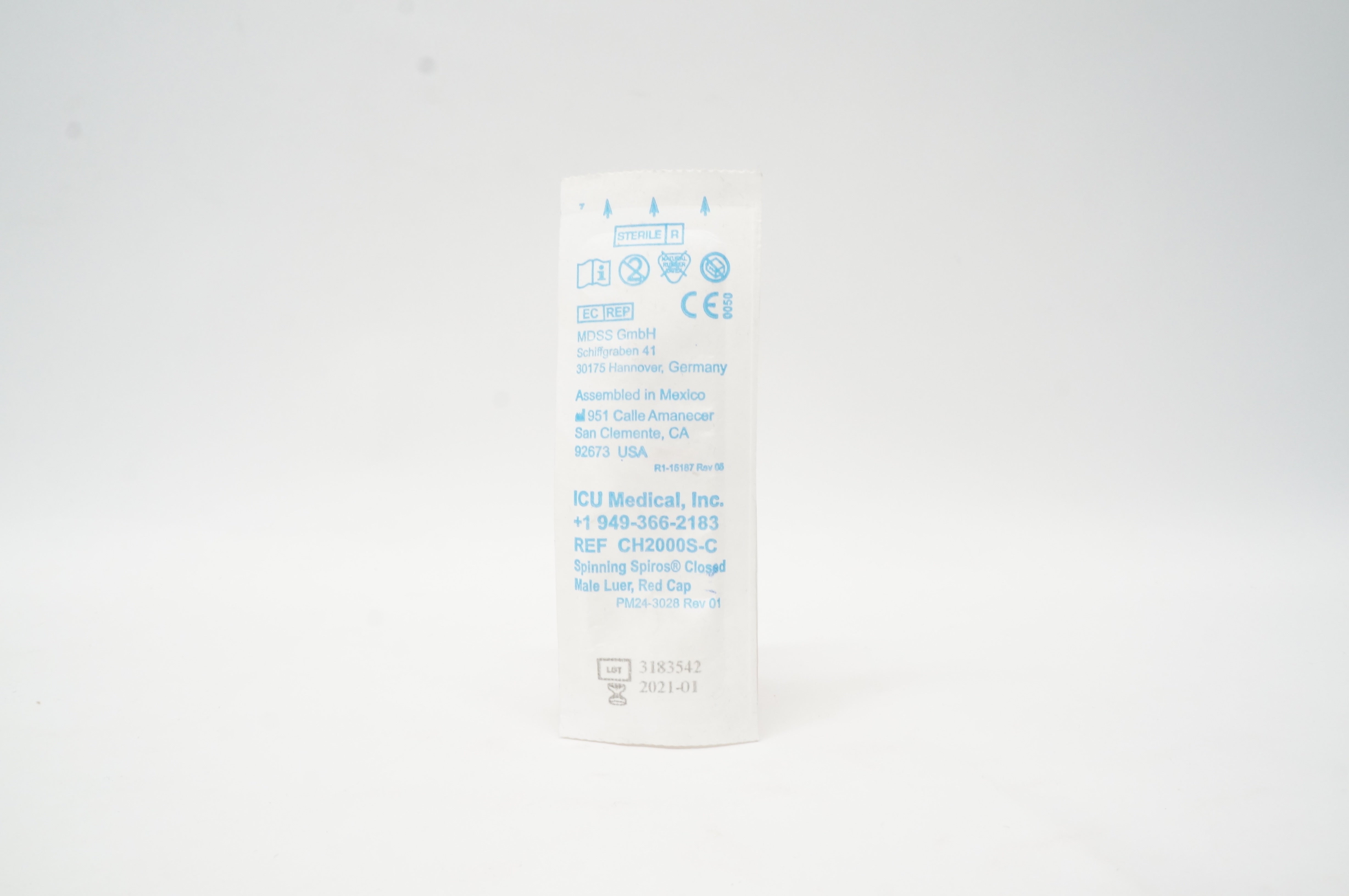 ICU Medical CH2000S-C Spinning Spiros Closed Male Luer Red Cap (x)