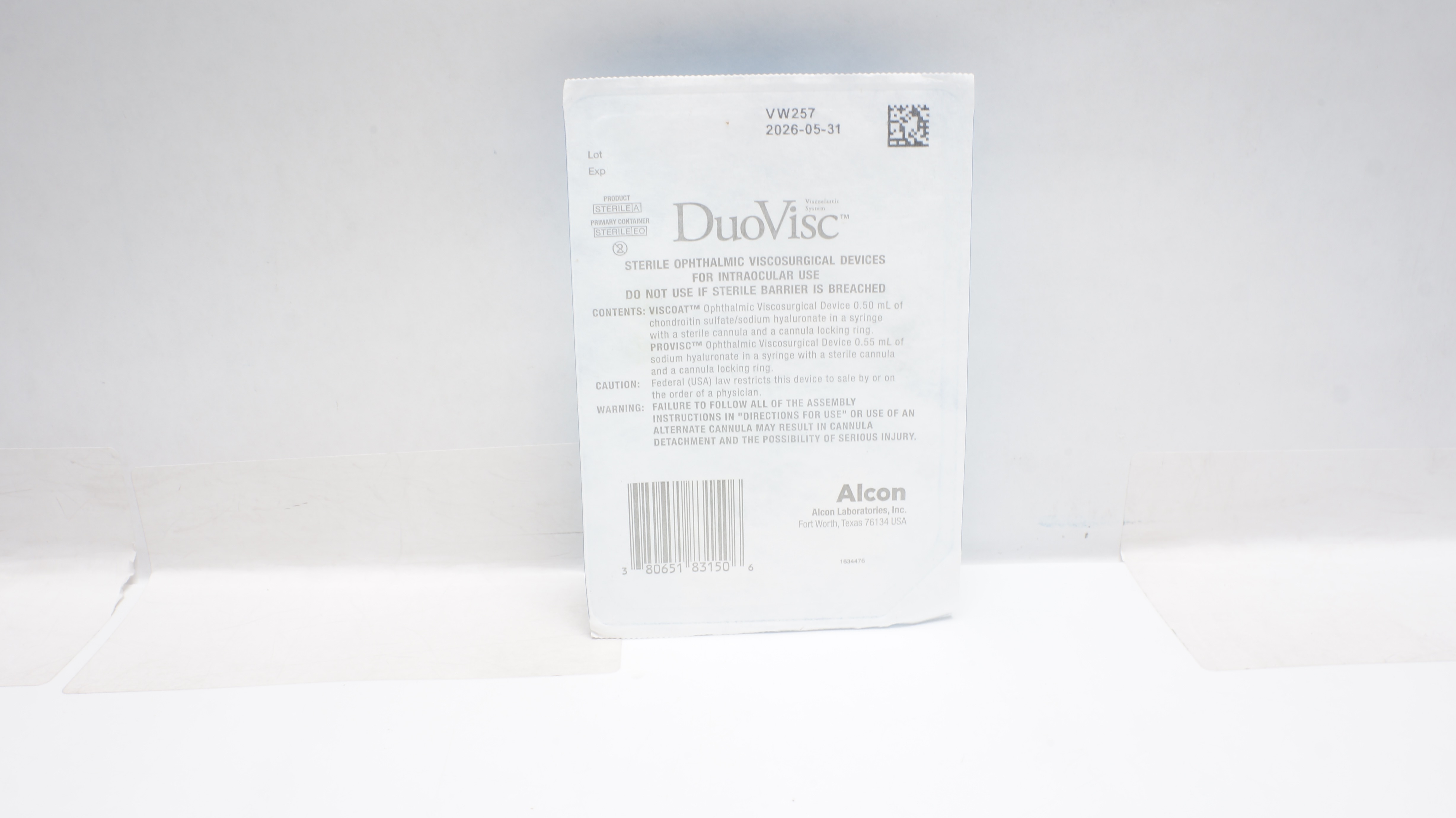 Alcon DuoVisc Sterile Ophthalmic Viscosurgical Device for Intraocular Use