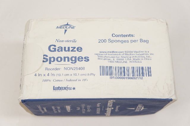 Medline NON25408 Gauze Sponges 4inch x 4inch - Box of 200