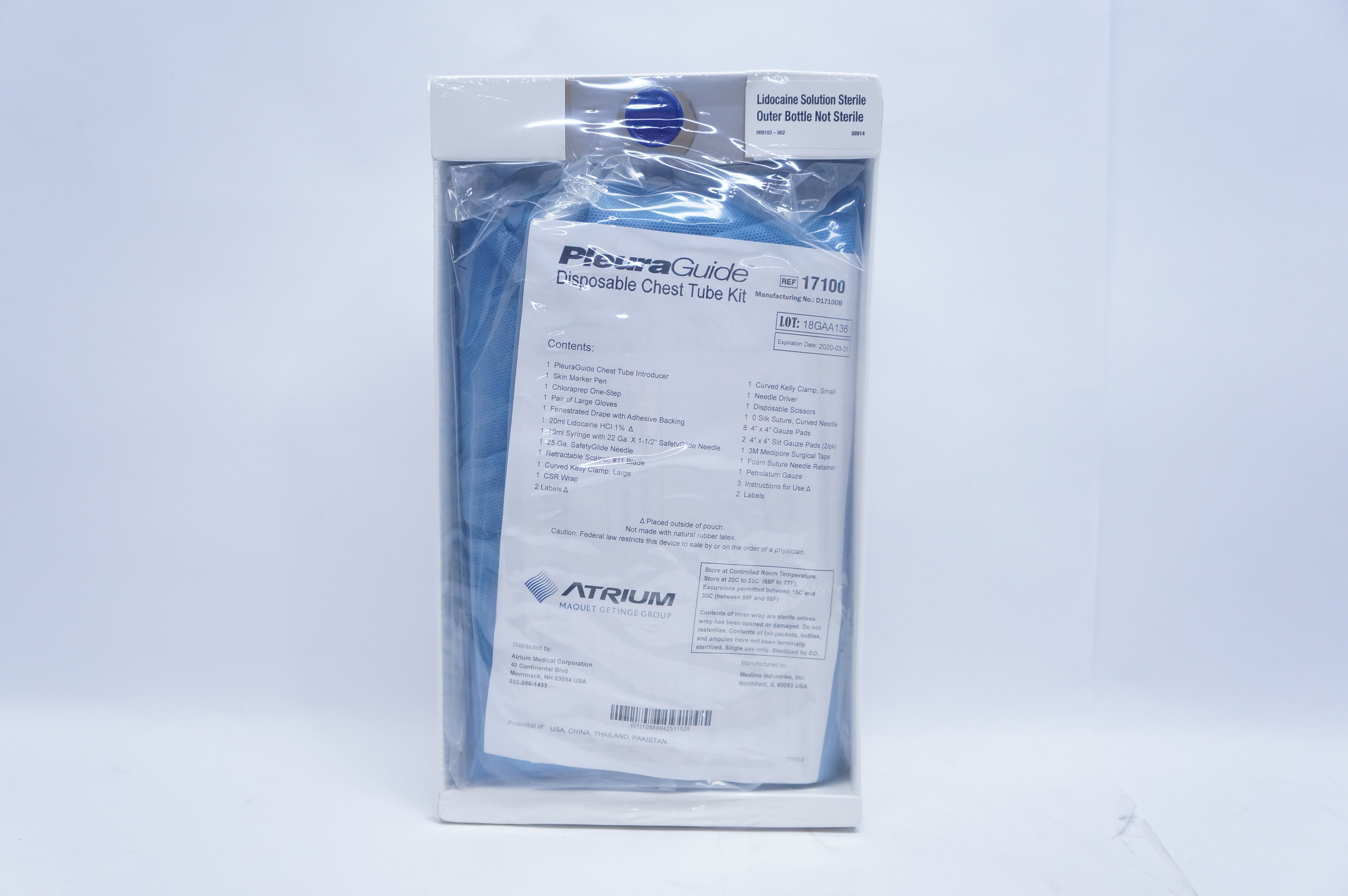 Medline 17100 Atrium PleuraGuide Disposable Chest Tube Kit (x)