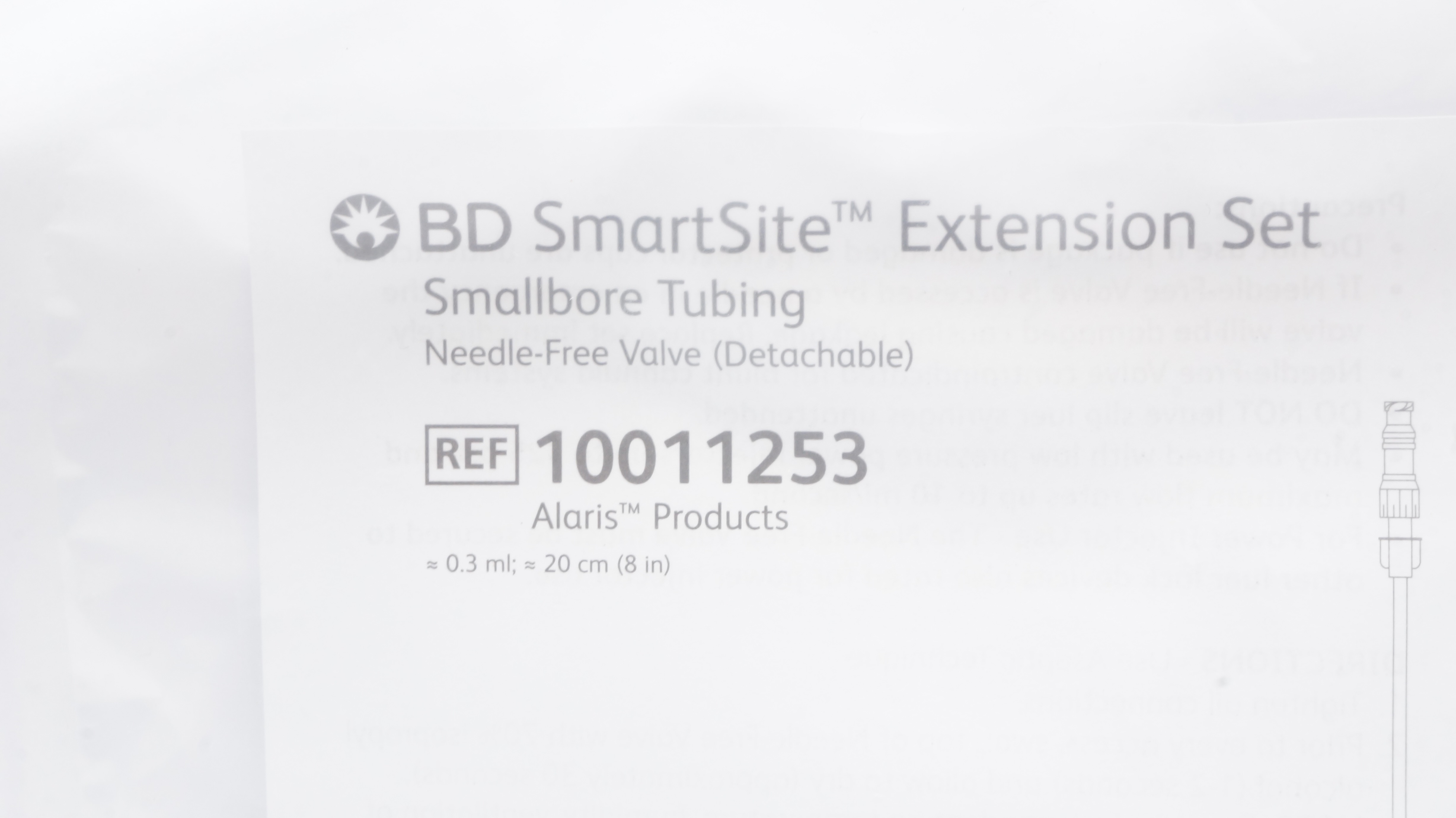 BD 10011253 SmartSite Extension Set Smallbore Tubing 0.3ml x 8inch