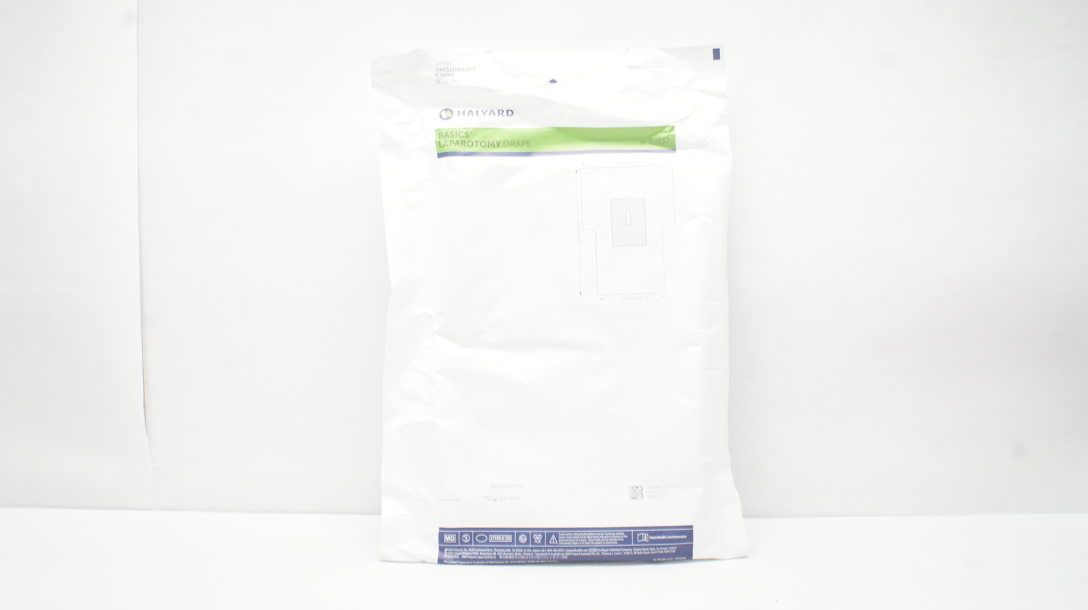 Halyard 89537 Basics Laparotomy Drape 100inch x 124inch x 72inch