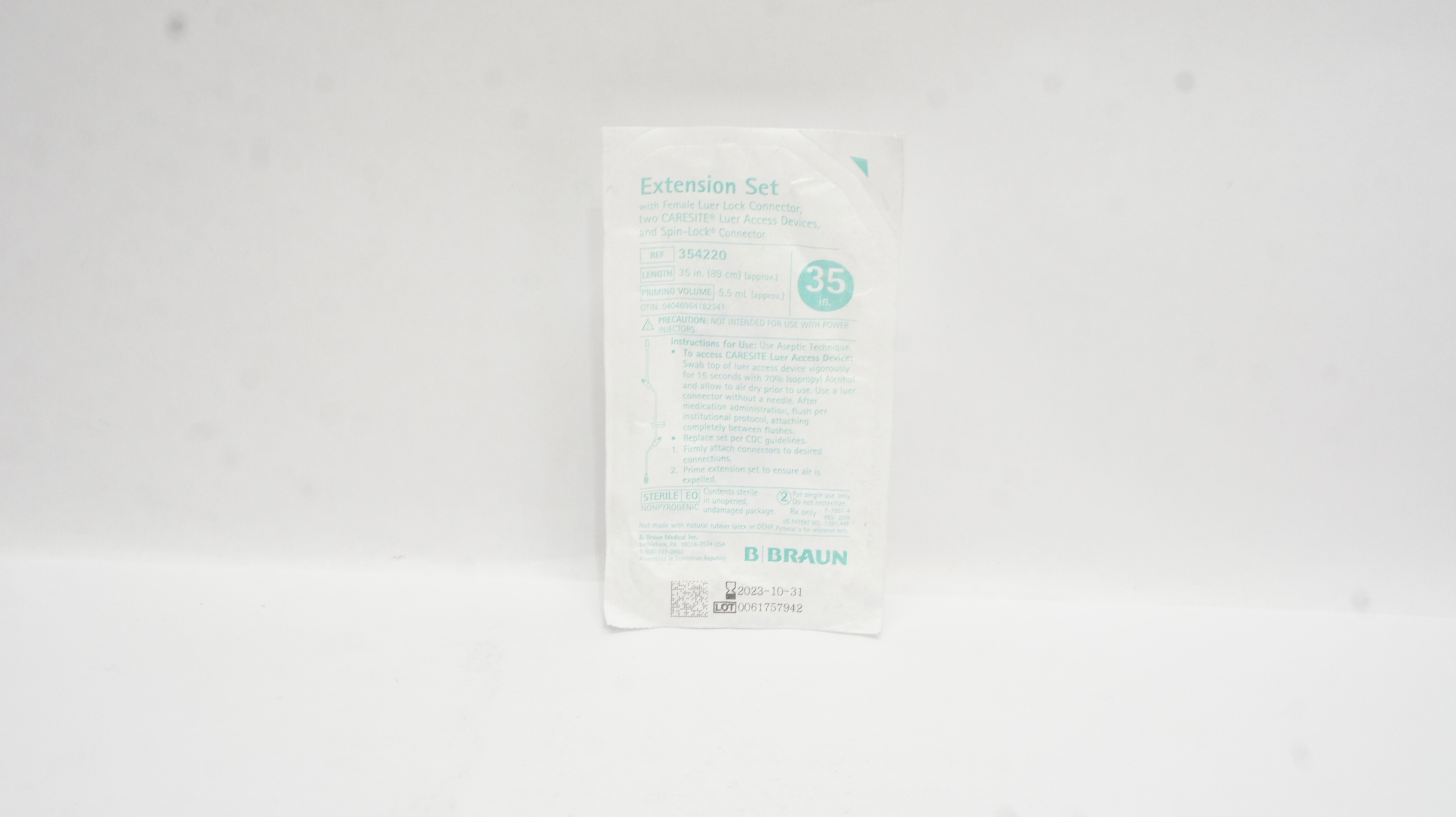 Braun 354220 Extension Set w/Female Luer Lock Connector 35inch x 5.5mL ...