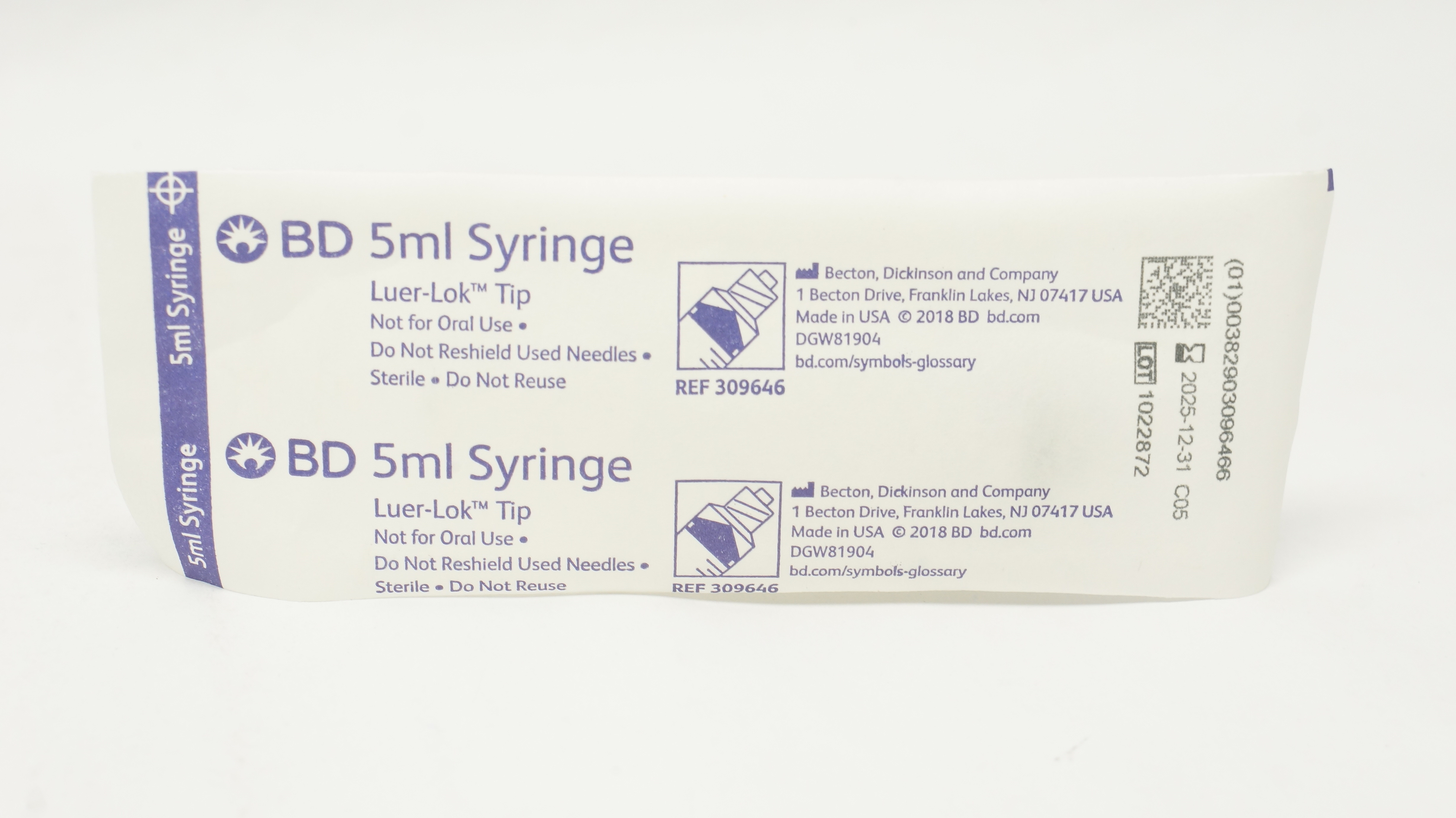 BD 309646 Syringe Luer-Loc Tip 5ml