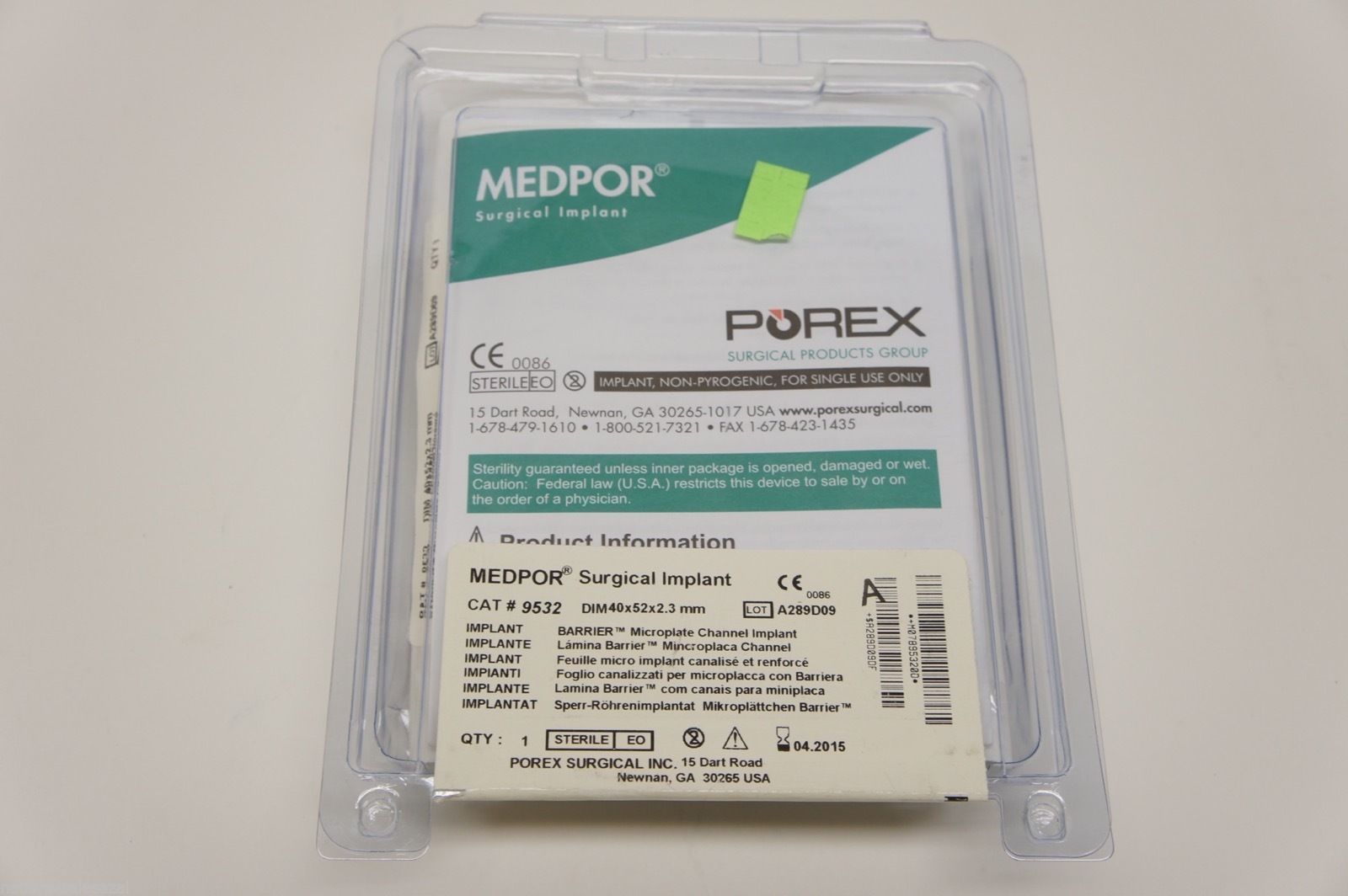 9532 ~ Porex Surgical Surgical Implnt 40 x 52 x 2.3mm (x)