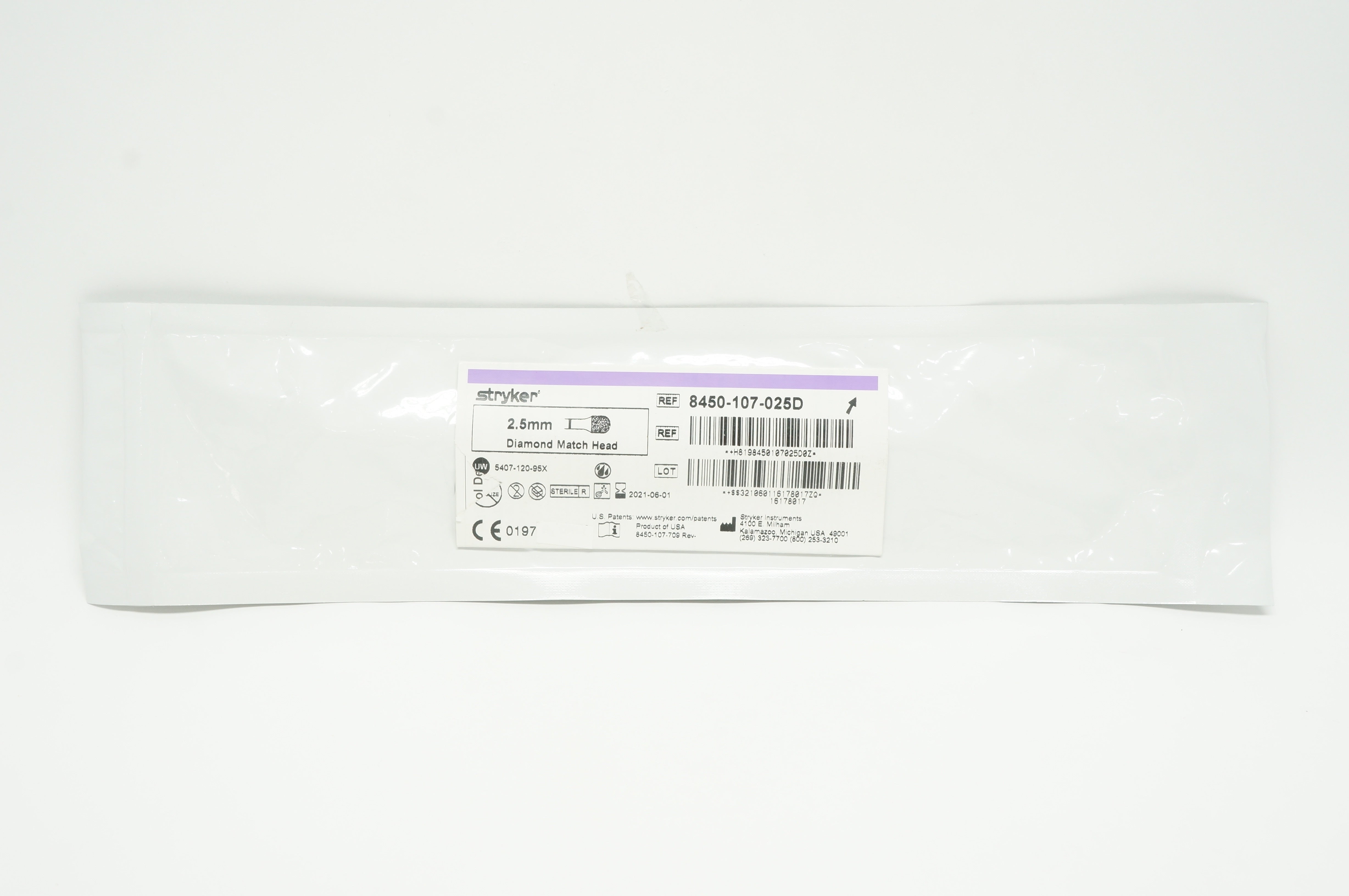 Stryker 8450-107-025D 2.5mm Diamond Match Head