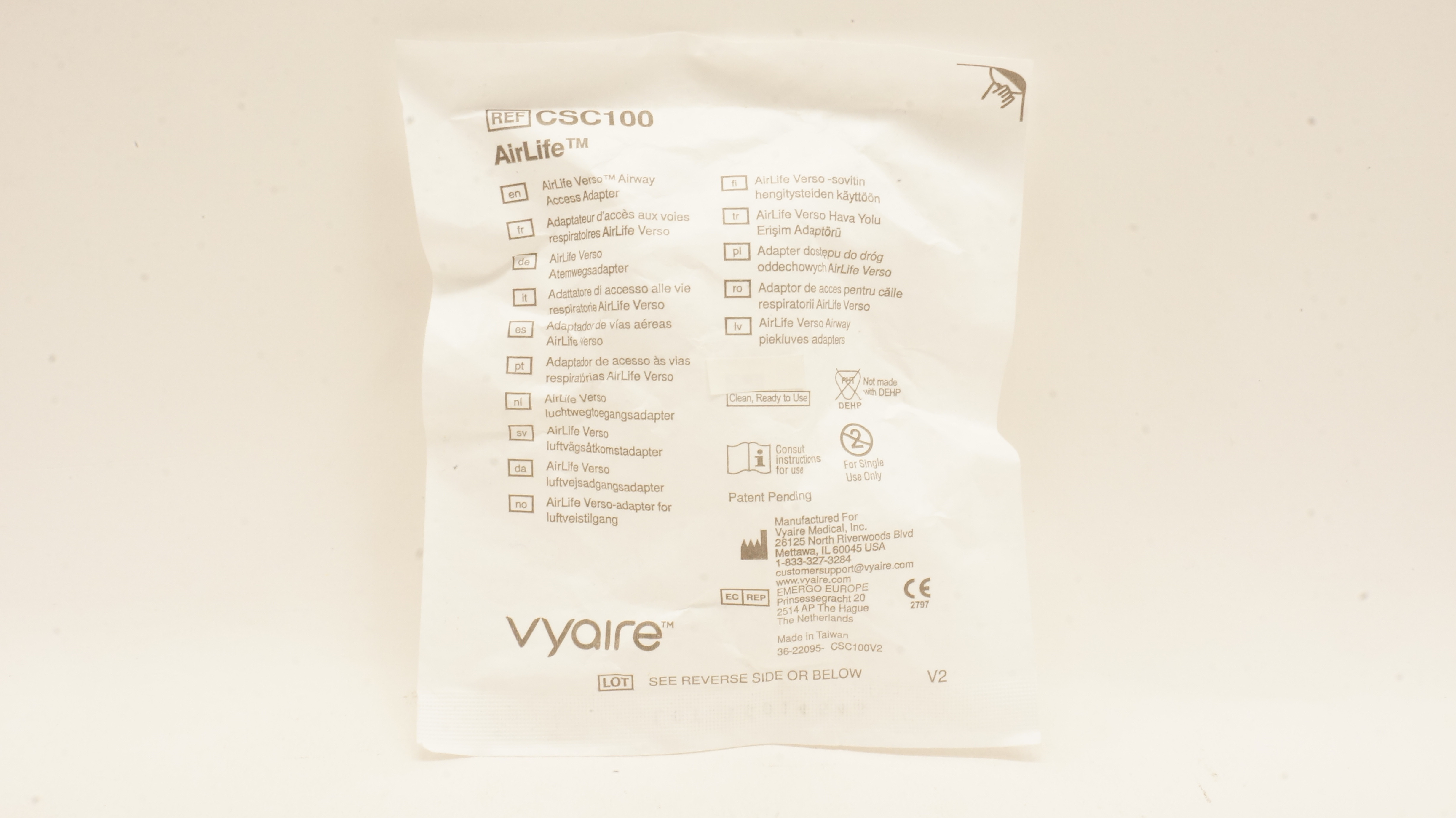 Vyaire CSC100 AirLife Verso Airway Access Adapter