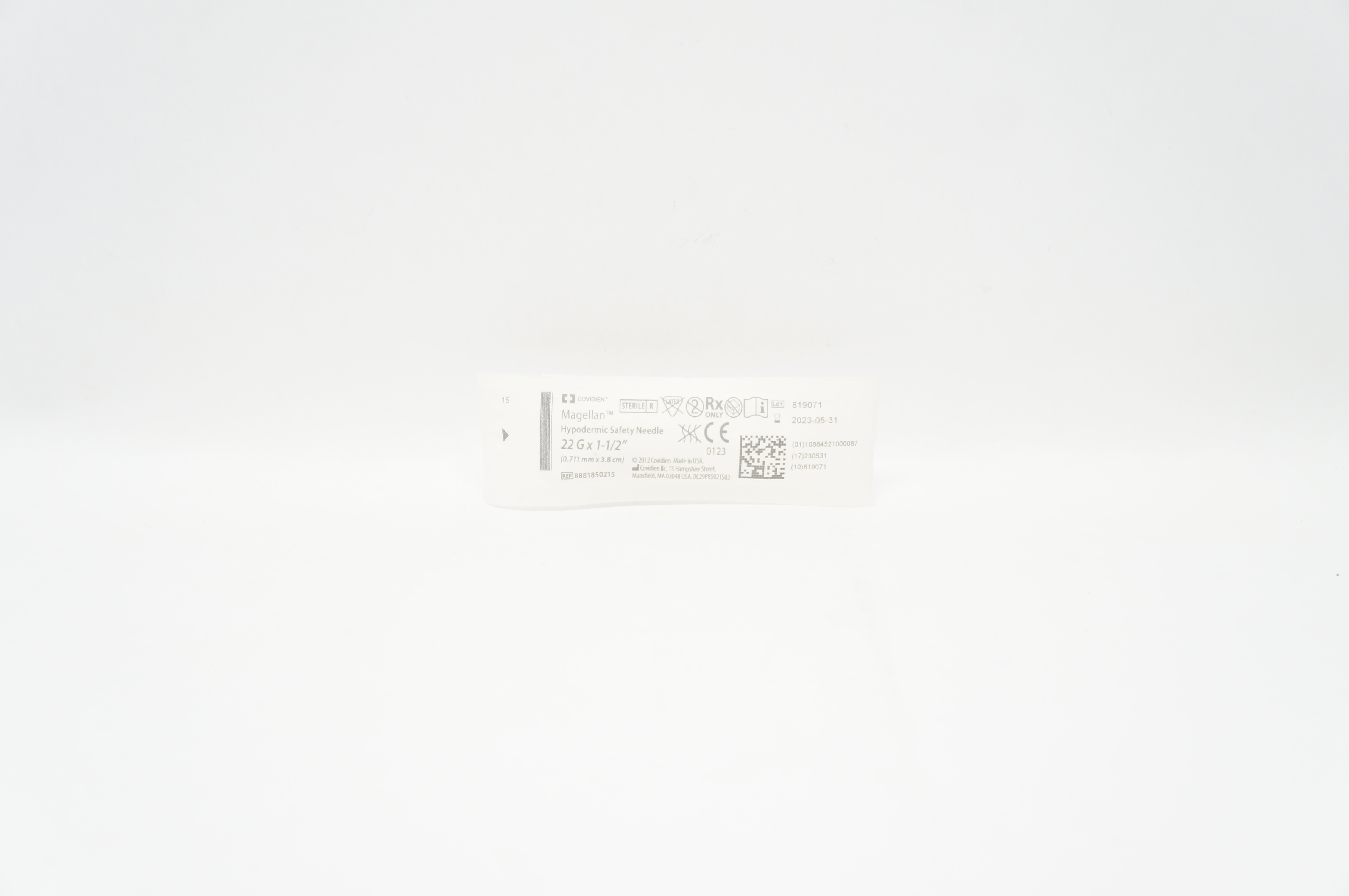 Covidien 8881850215 Magellan Hypodermic Safety Ndle 22G x 1-1/2inch