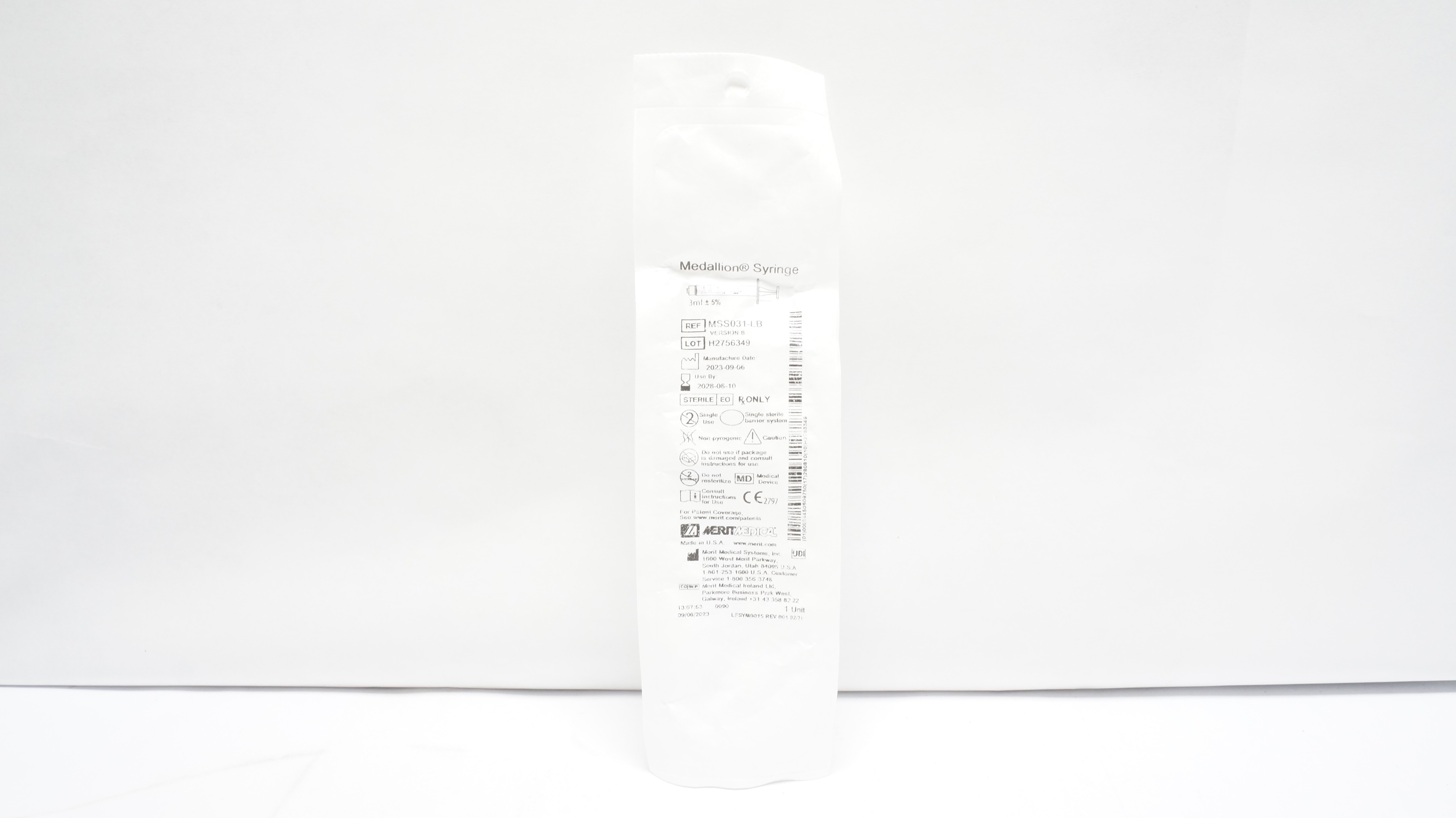Merit Medical MSS031-LB Medallion Syringe 3ml ±5%