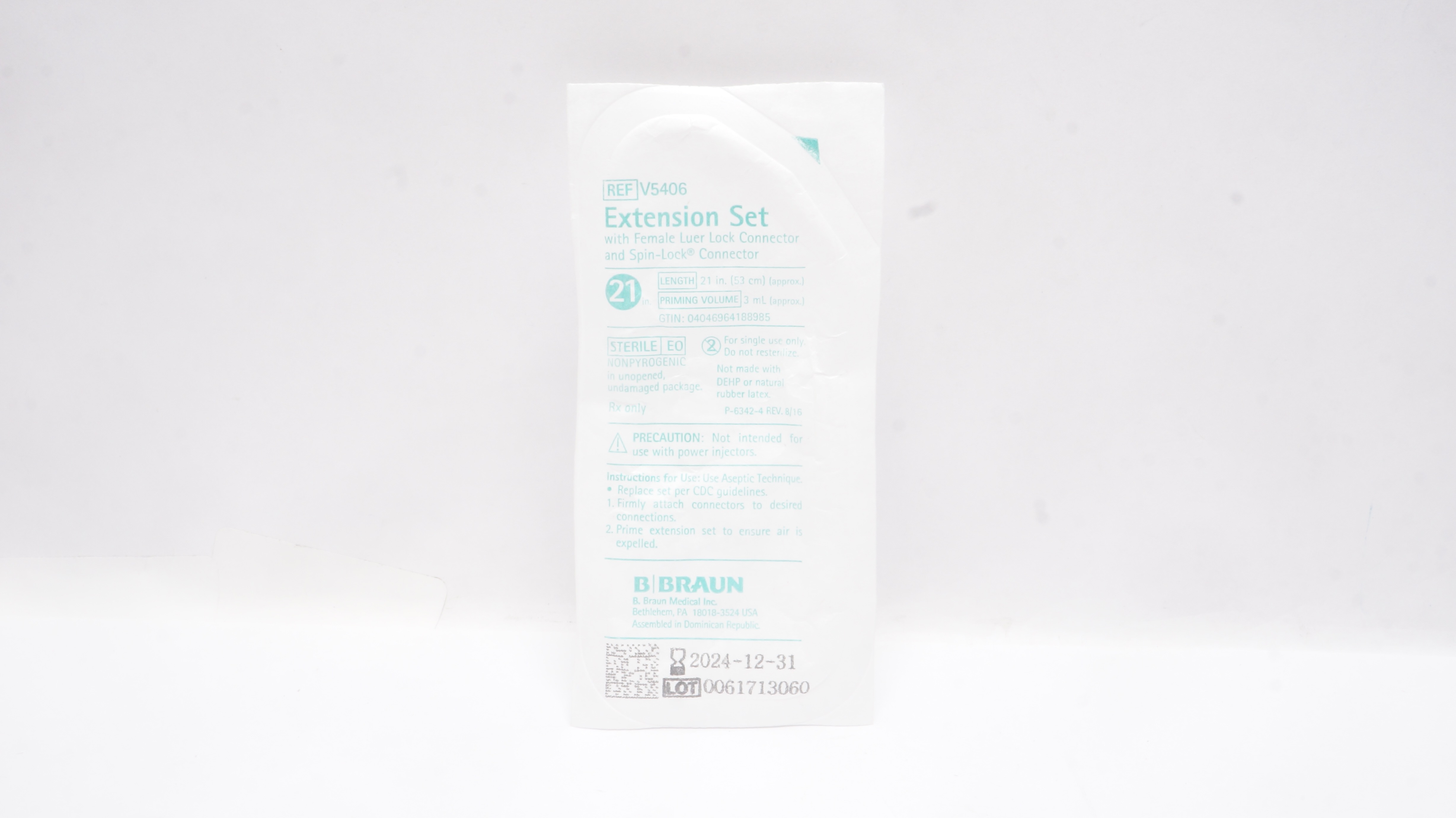 Braun V5406 Extension Set w/Female Luer Lock & Spin-Lock Connectors ...