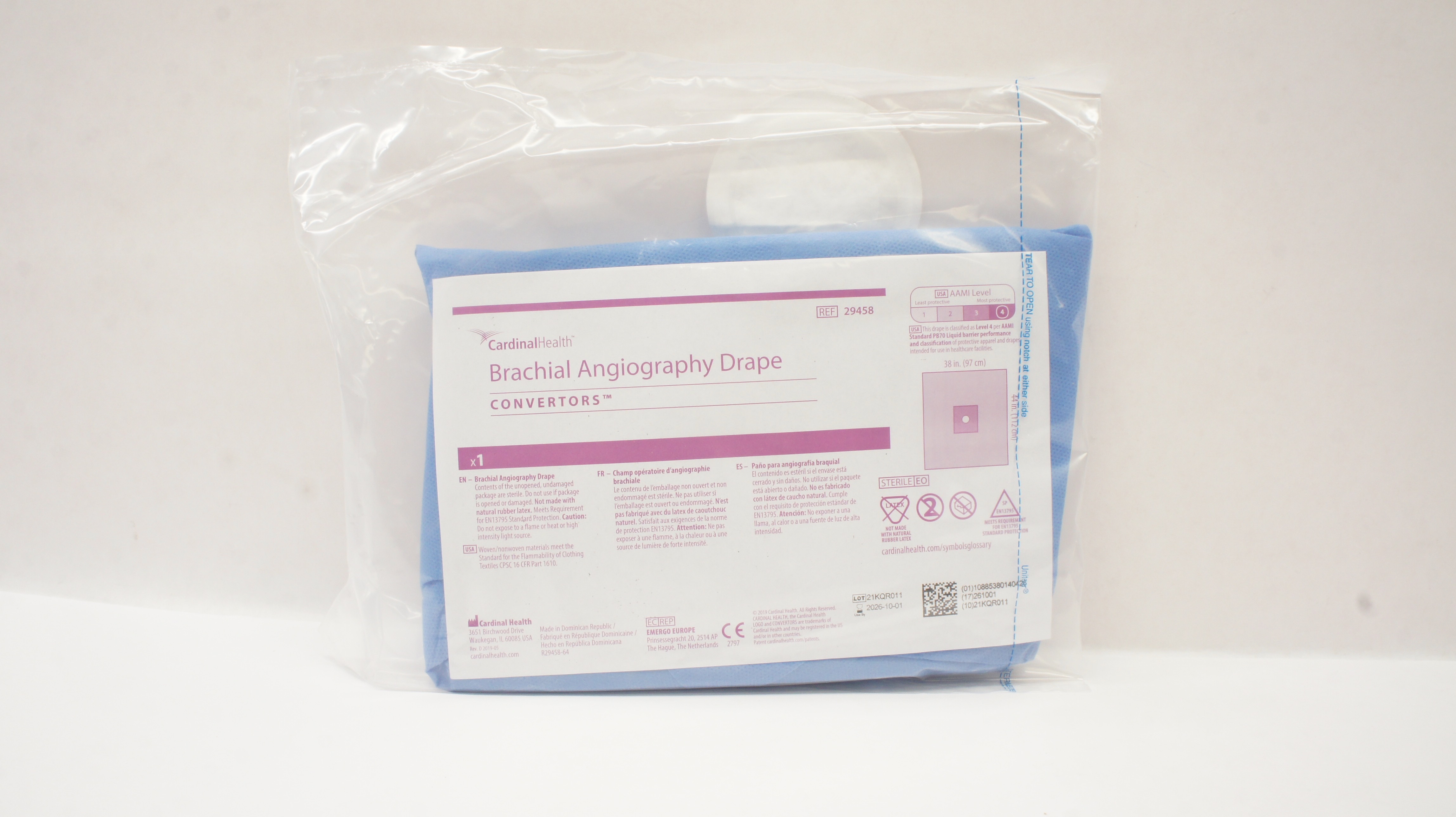 Cardinal Health 29458 Convertors Brachial Angiography Drape 38 x 44inch