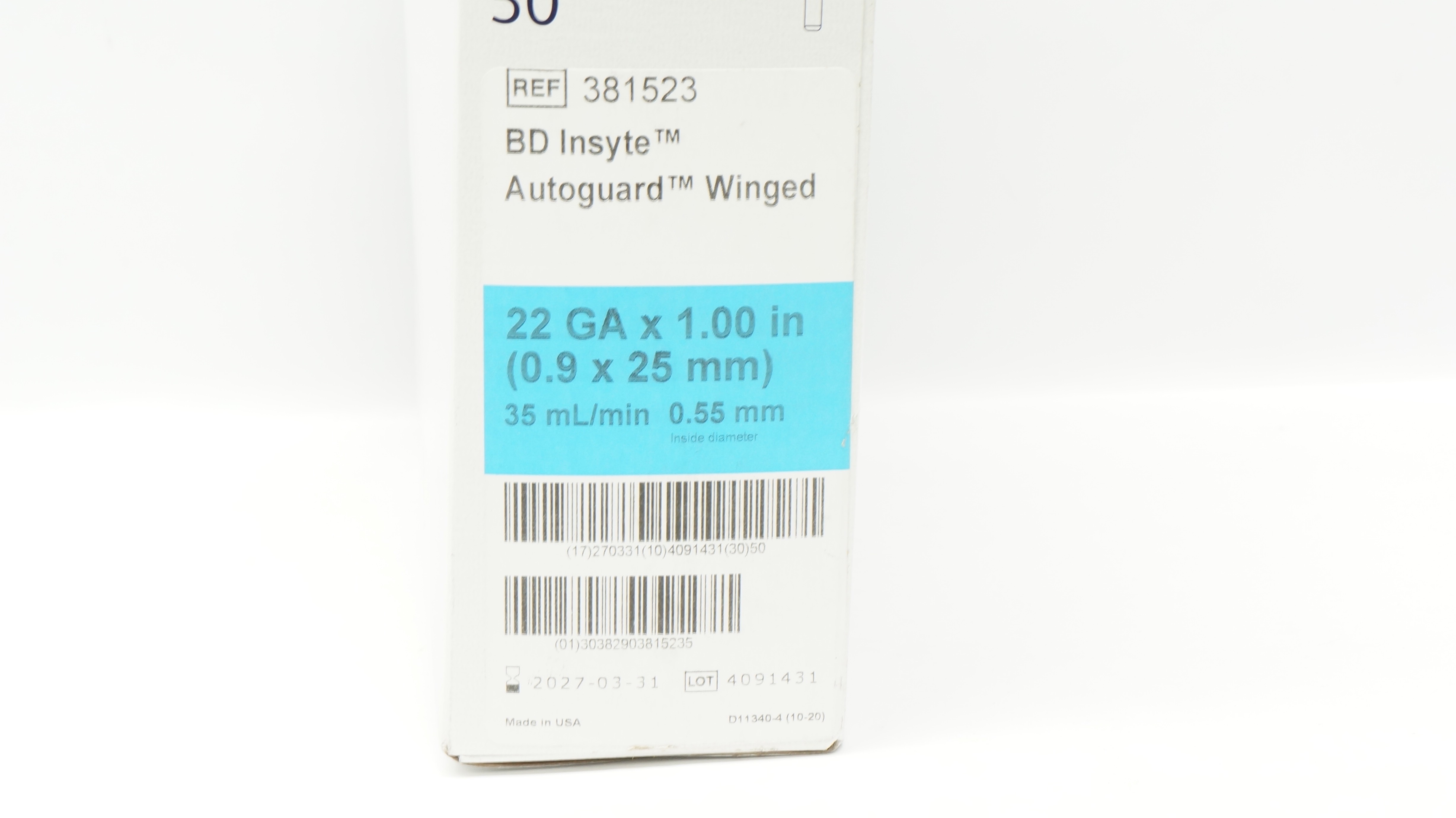 BD 381523 Insyte Autoguard Winged IV Cath. 22Ga x 1.00inch 35mL/min ...