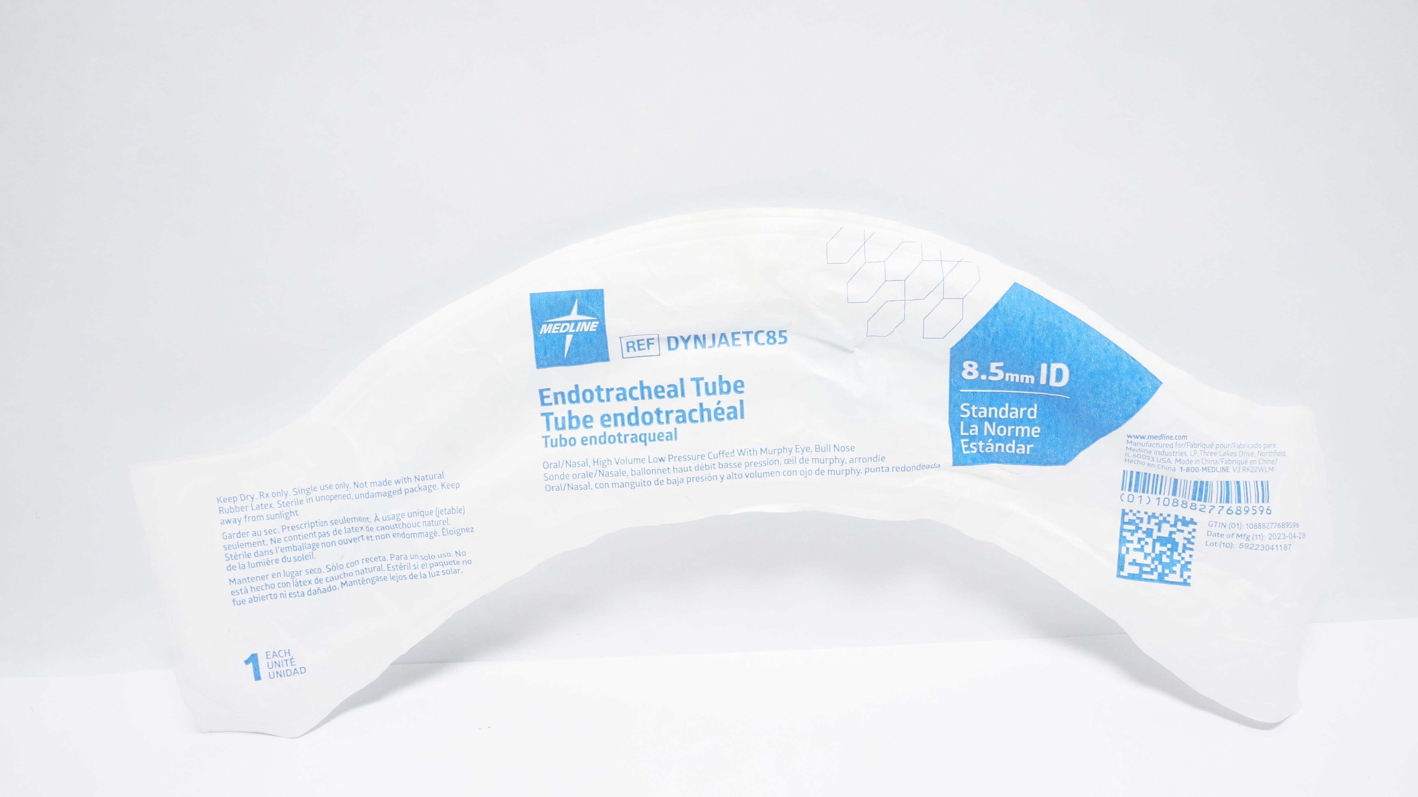 Medline DYNJAETC85 Endotracheal Tube 8.5mm ID Standard