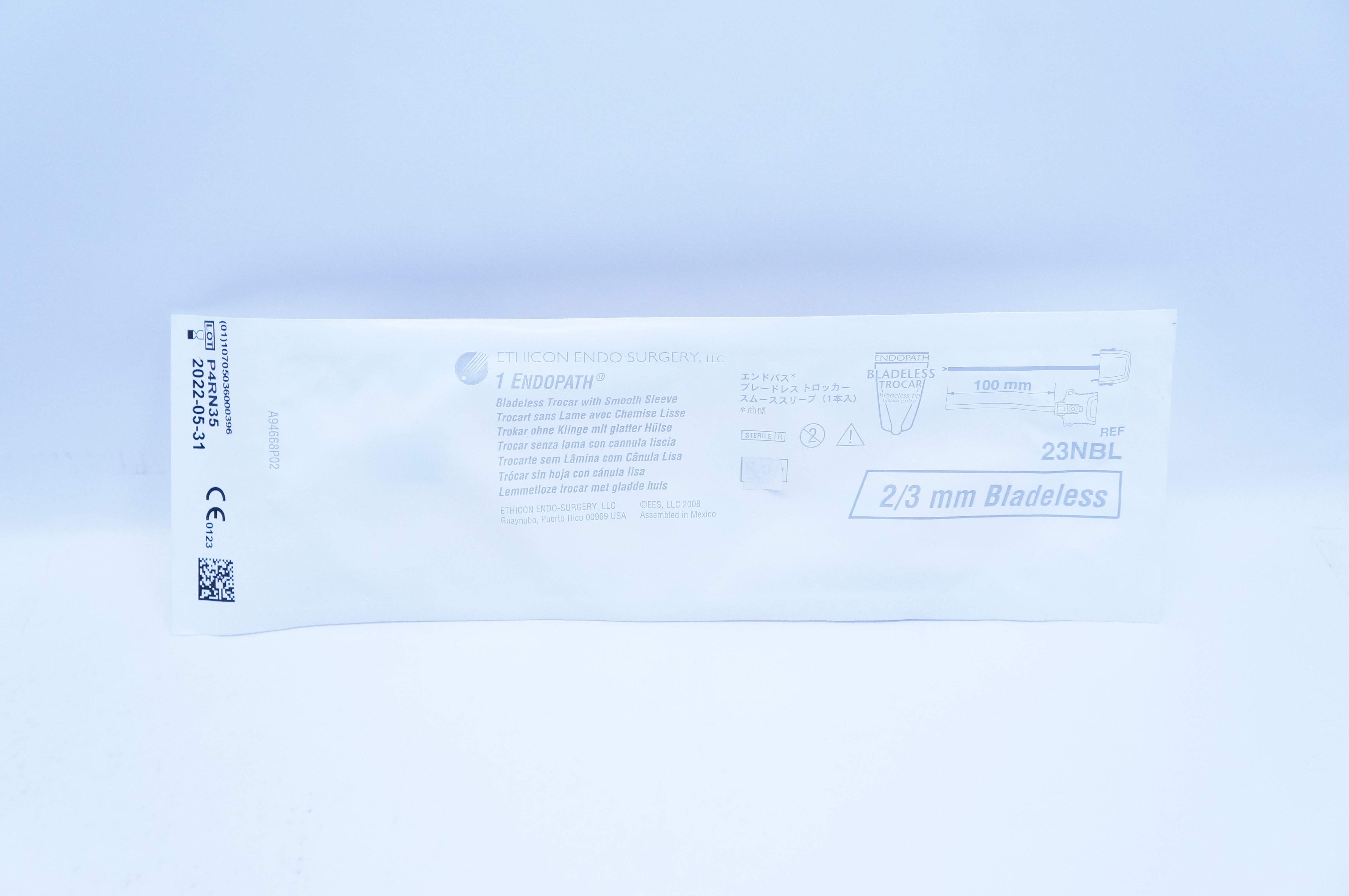 Ethicon 23NBL 1 Endopath Bladeless Trocar w/Smooth Sleeve 2/3 x 100mm