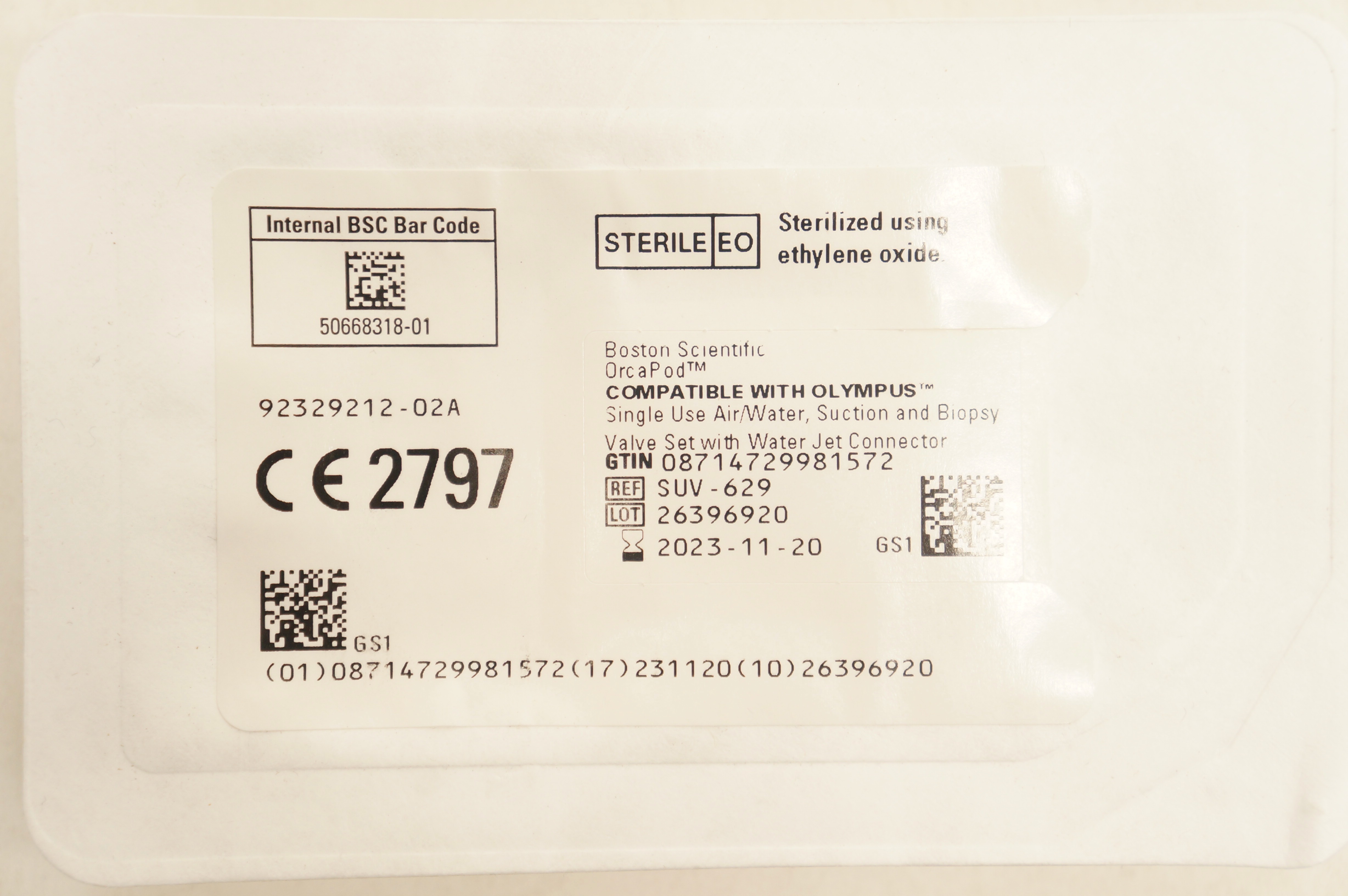 Boston Scientific SUV-629 OrcaPod Air/Water Suction and Biopsy Valve Set