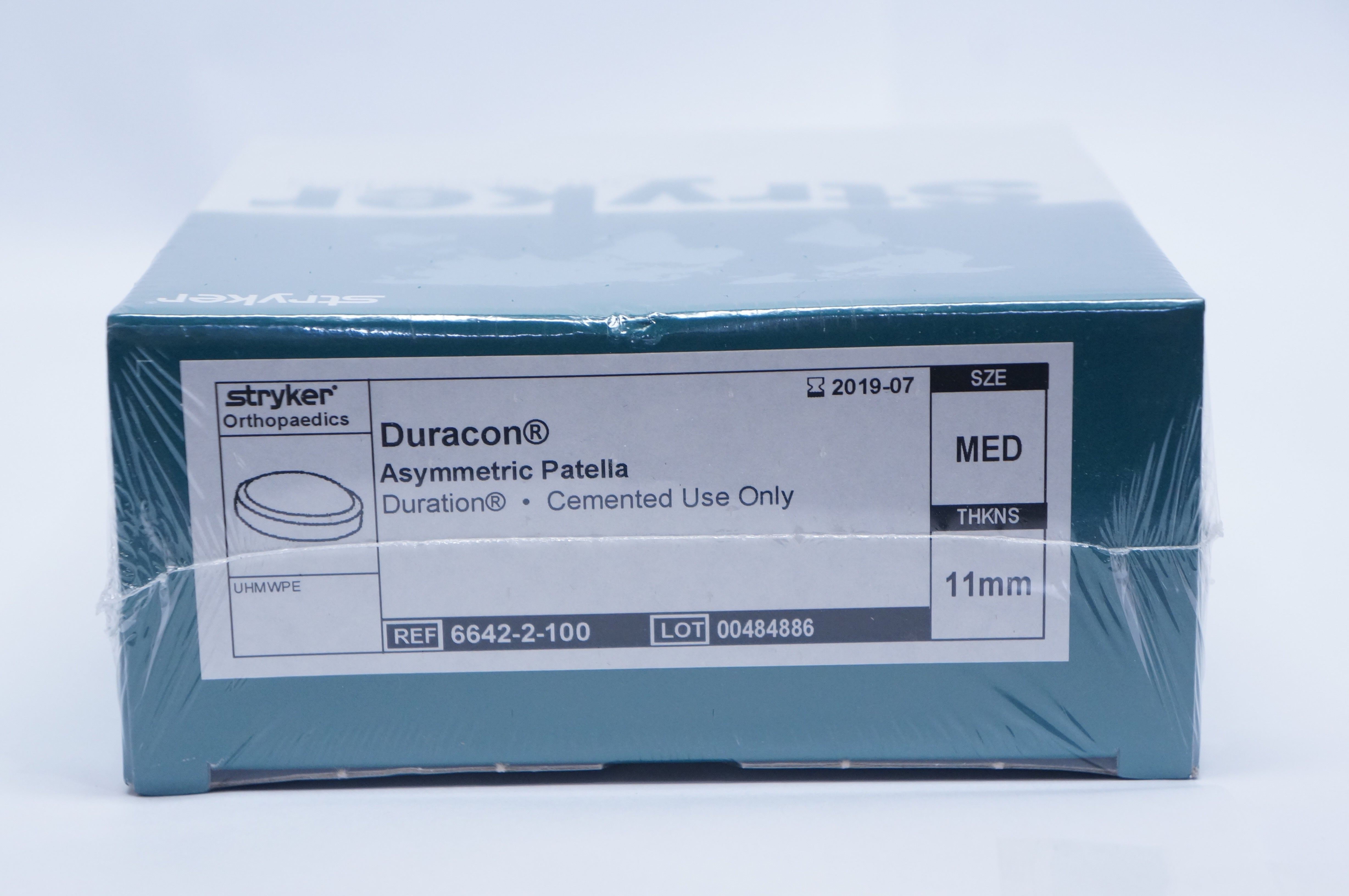 Stryker 6642-2-100 Duracon Asymmetric Patella Cemented Use Only Med ...