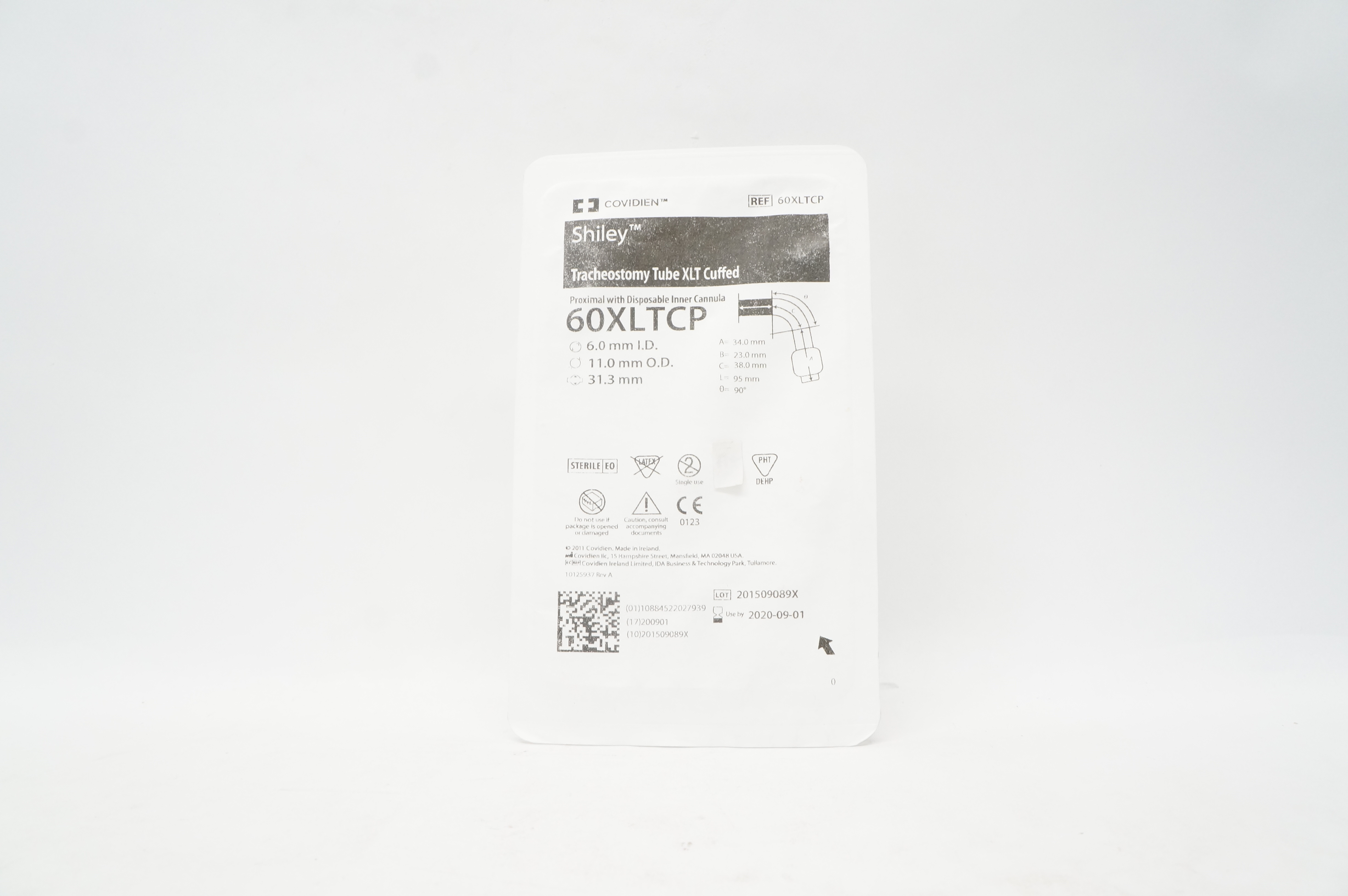 Covidien 60XLTCP Shiley Tracheostomy Tube XLT Cuffed 6mm x 11mm x 31 ...