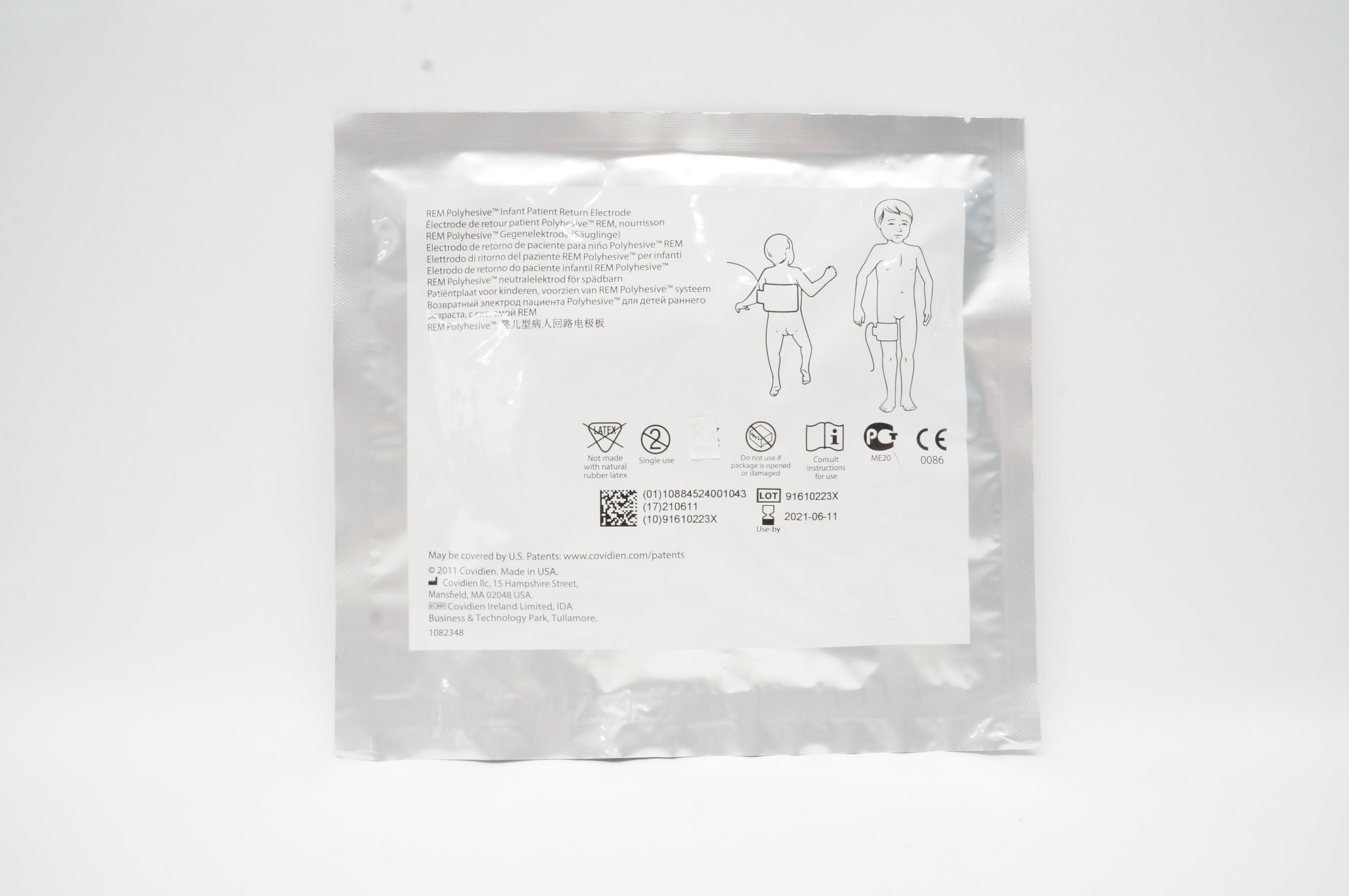 Covidien E7510-25 Polyhesive Infant Patient Return Electrode 6-30lbs