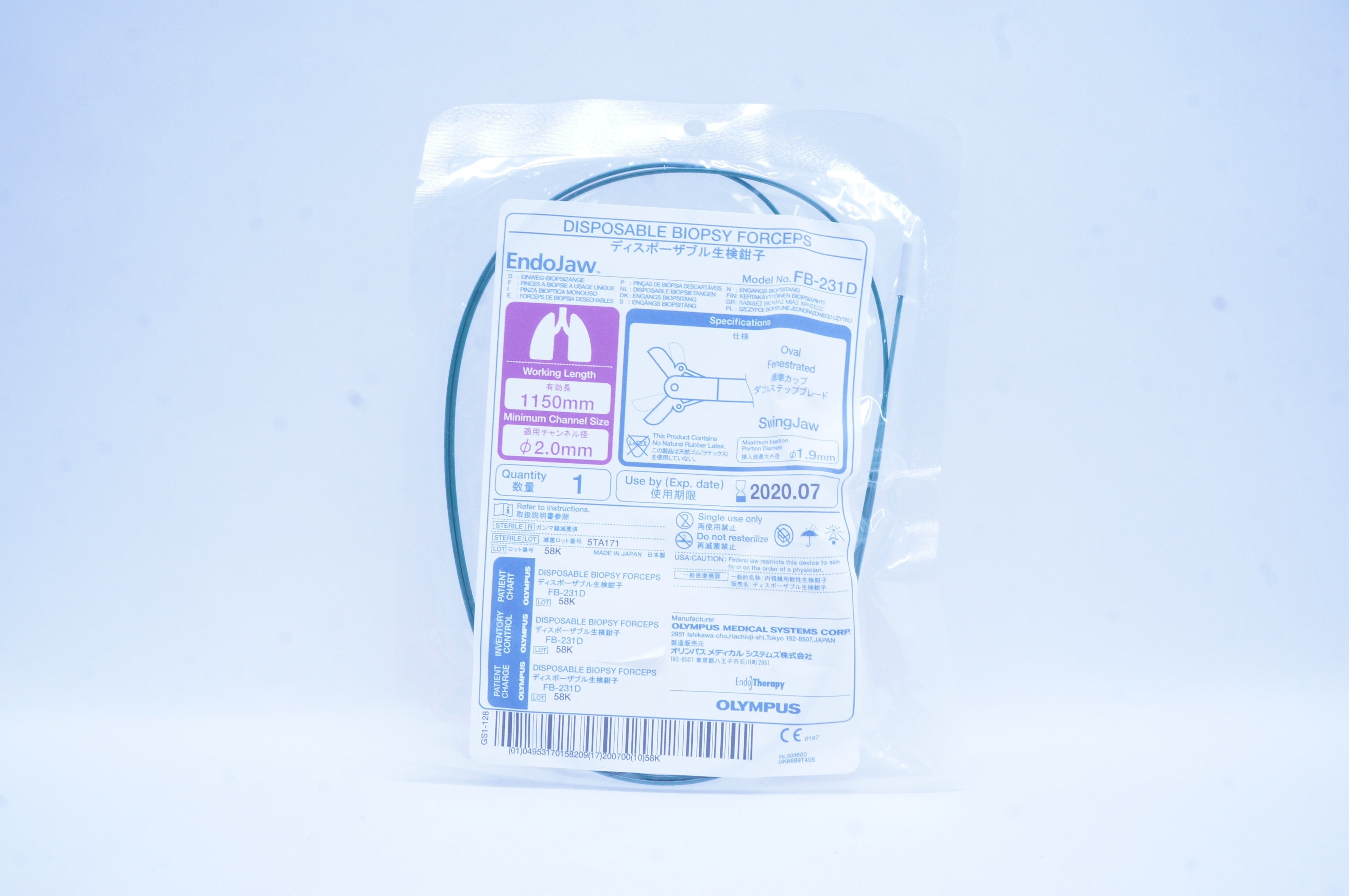 Olympus FB-231D EndoJaw Biopsy Forceps Oval Fenestrated 1150 x 2.0 x 1 ...