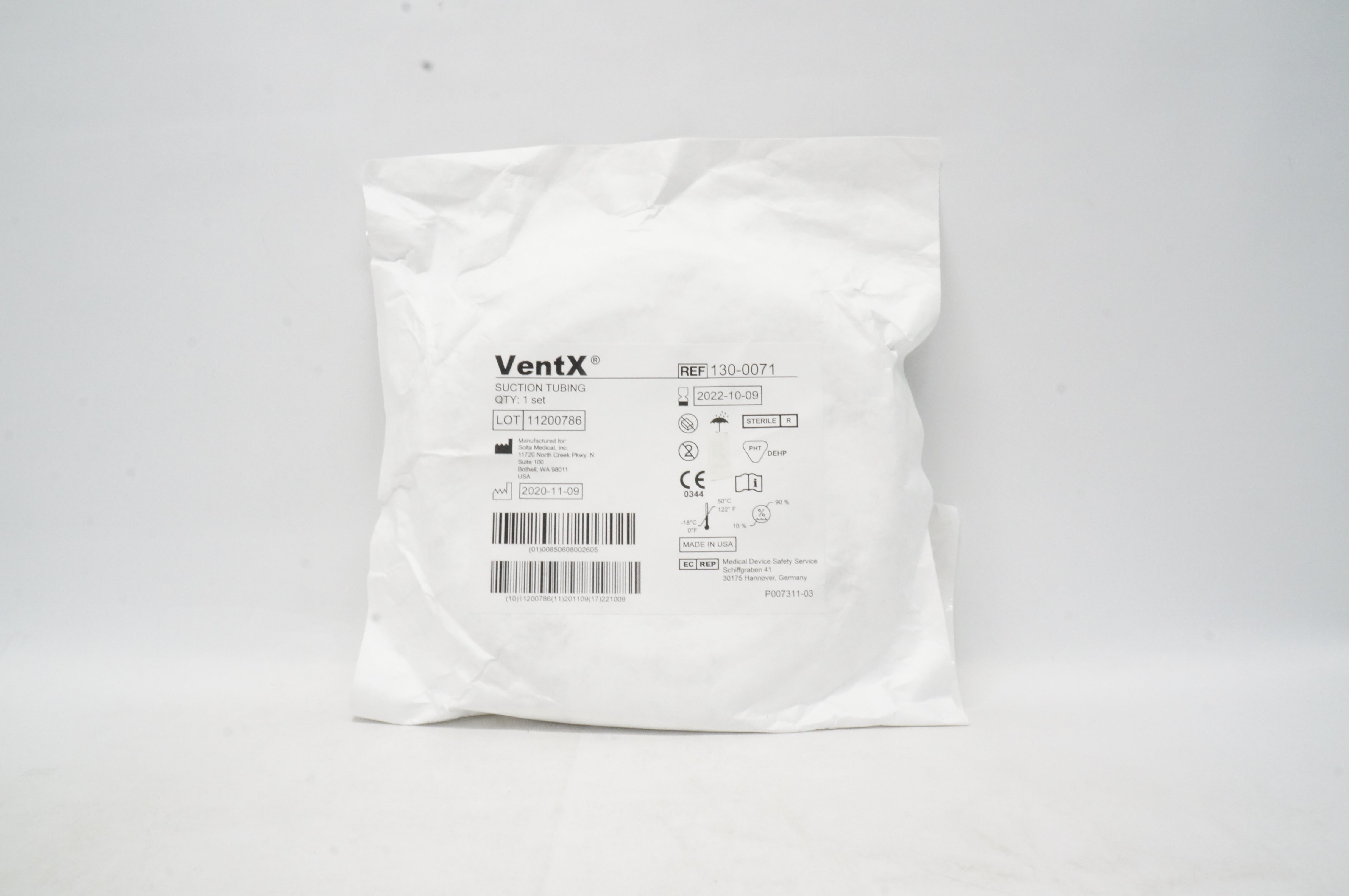 Solta Medical 130-0071 VentX Suction Tubing, Sterile