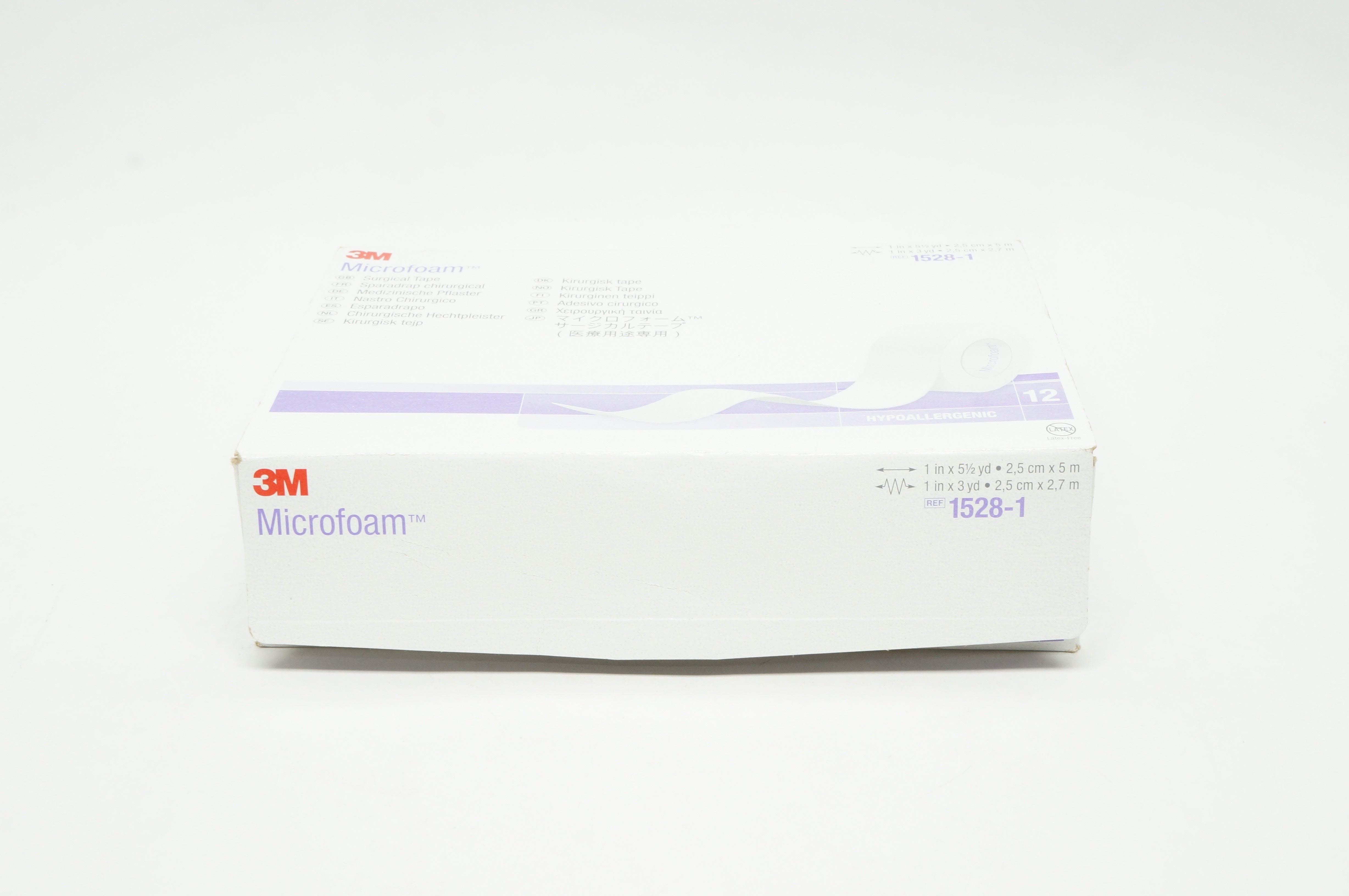 3M 1528-1 Microfoam Surgical Tape 1inch x 5-1/2 yd - Box of 11