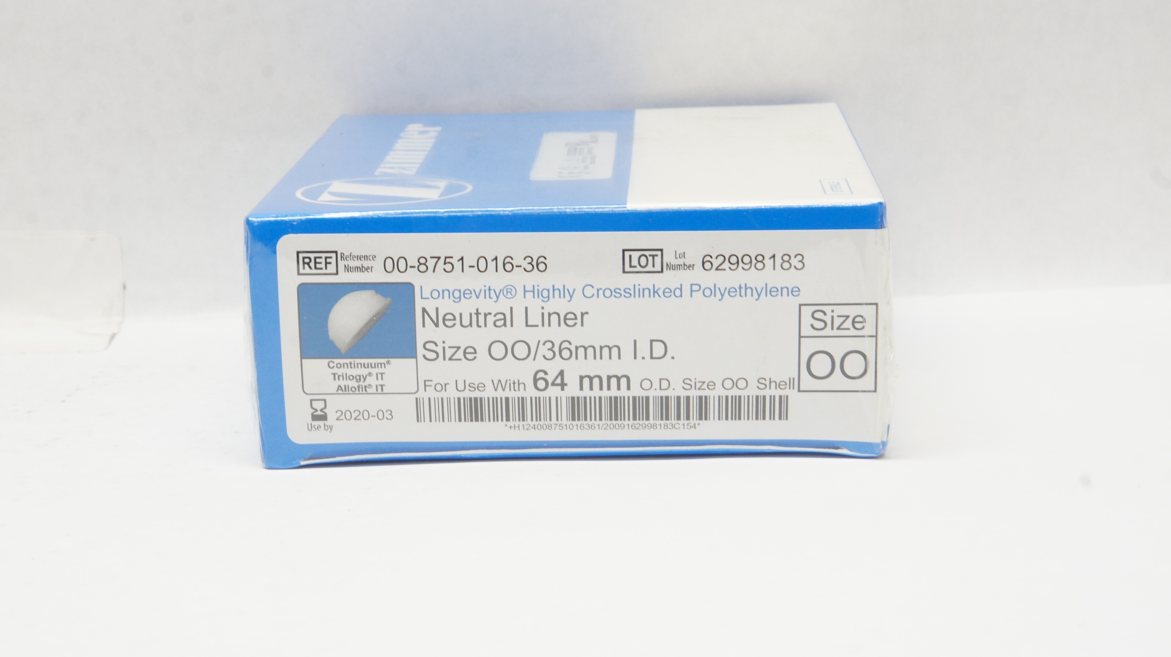 Zimmer 00-8752-008-32 Longevity Polyethylene Neutral Liner Size OO/36mm ...